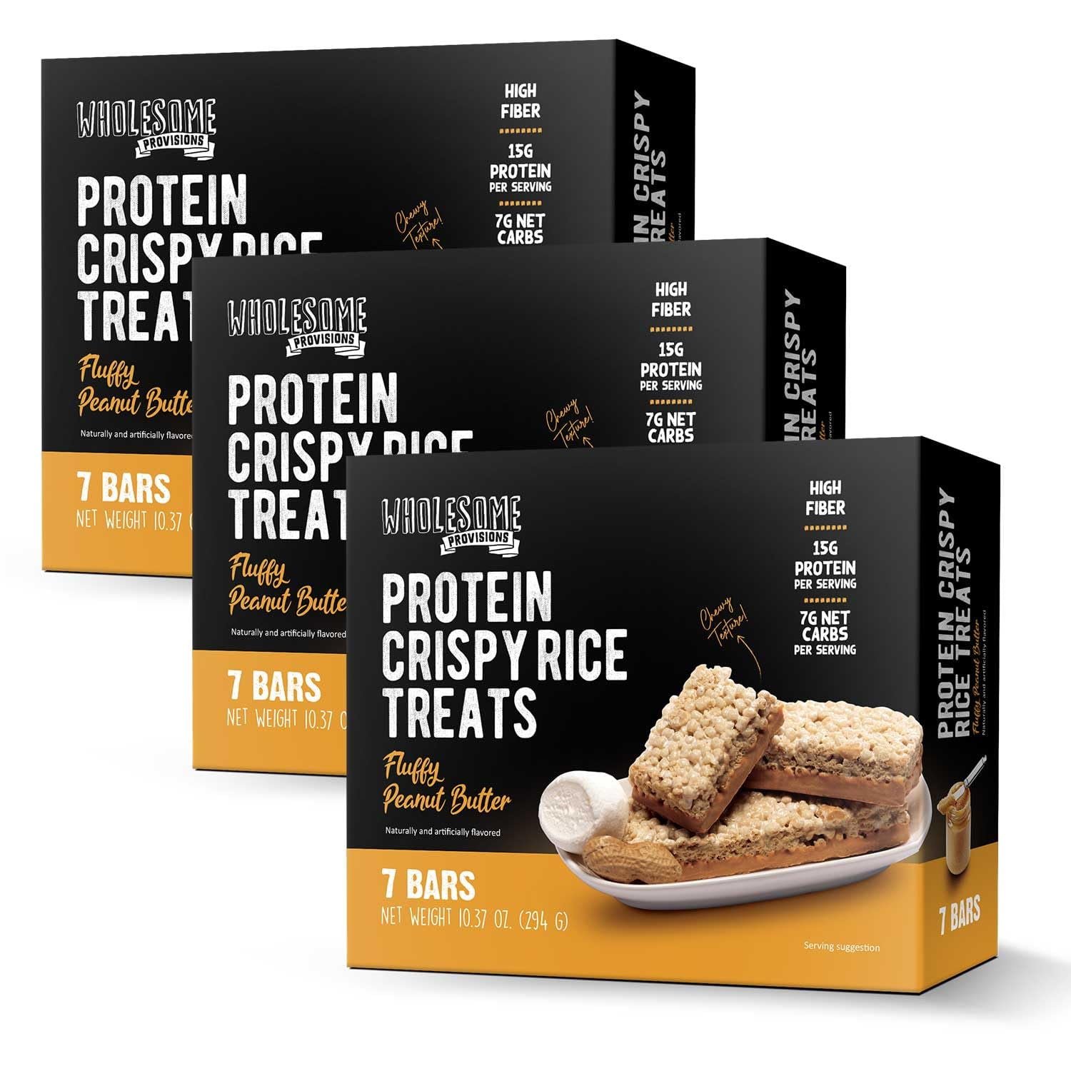 Protein Rice Crispy Treat, 15g Protein, 3g-7g Net Carbs, Low Carb ...