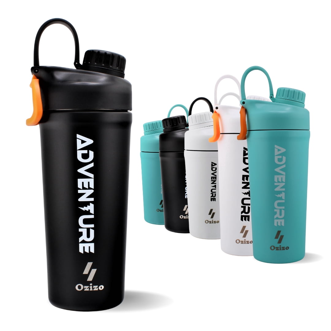 Protein Shaker Bottle, 28 oz Thermos Protein Shaker, Ozizo Insulated ...