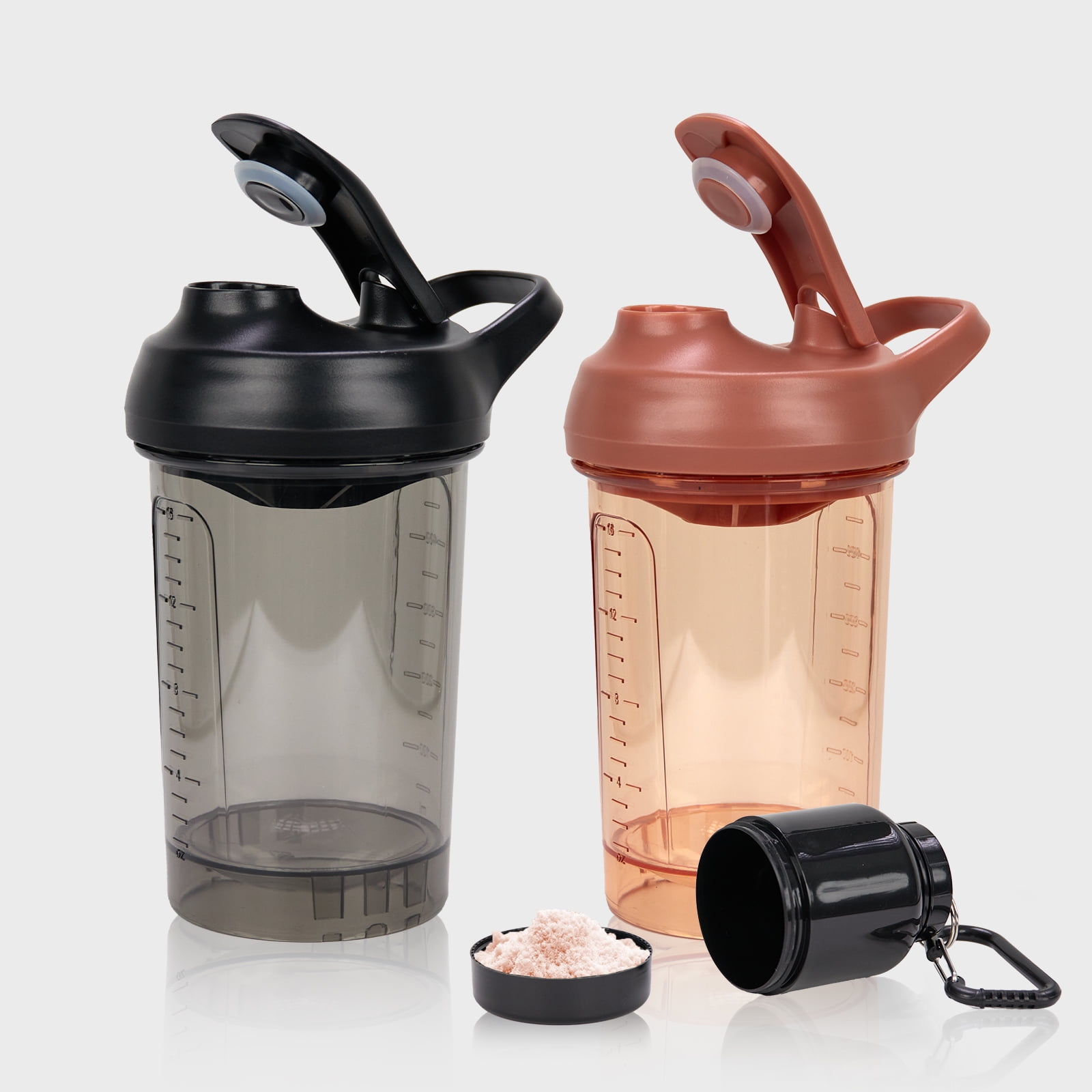 Protein Shaker Bottle with Mixing Net, 14 oz, 2 Pack with Powder ...