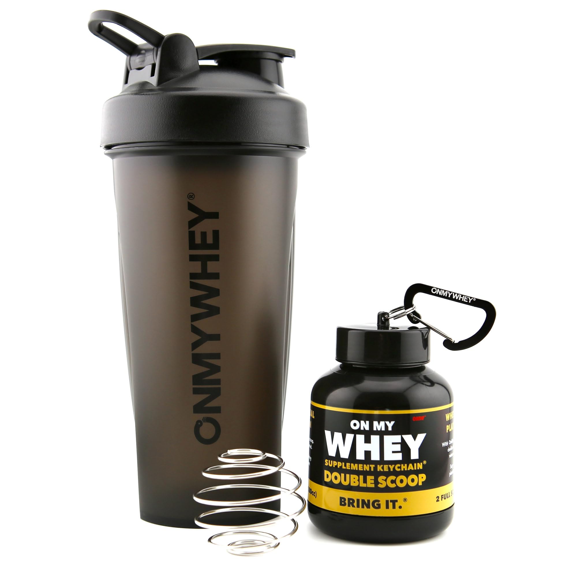 Protein Shaker Bottle With Supplement Keychain Container - BPA Free ...