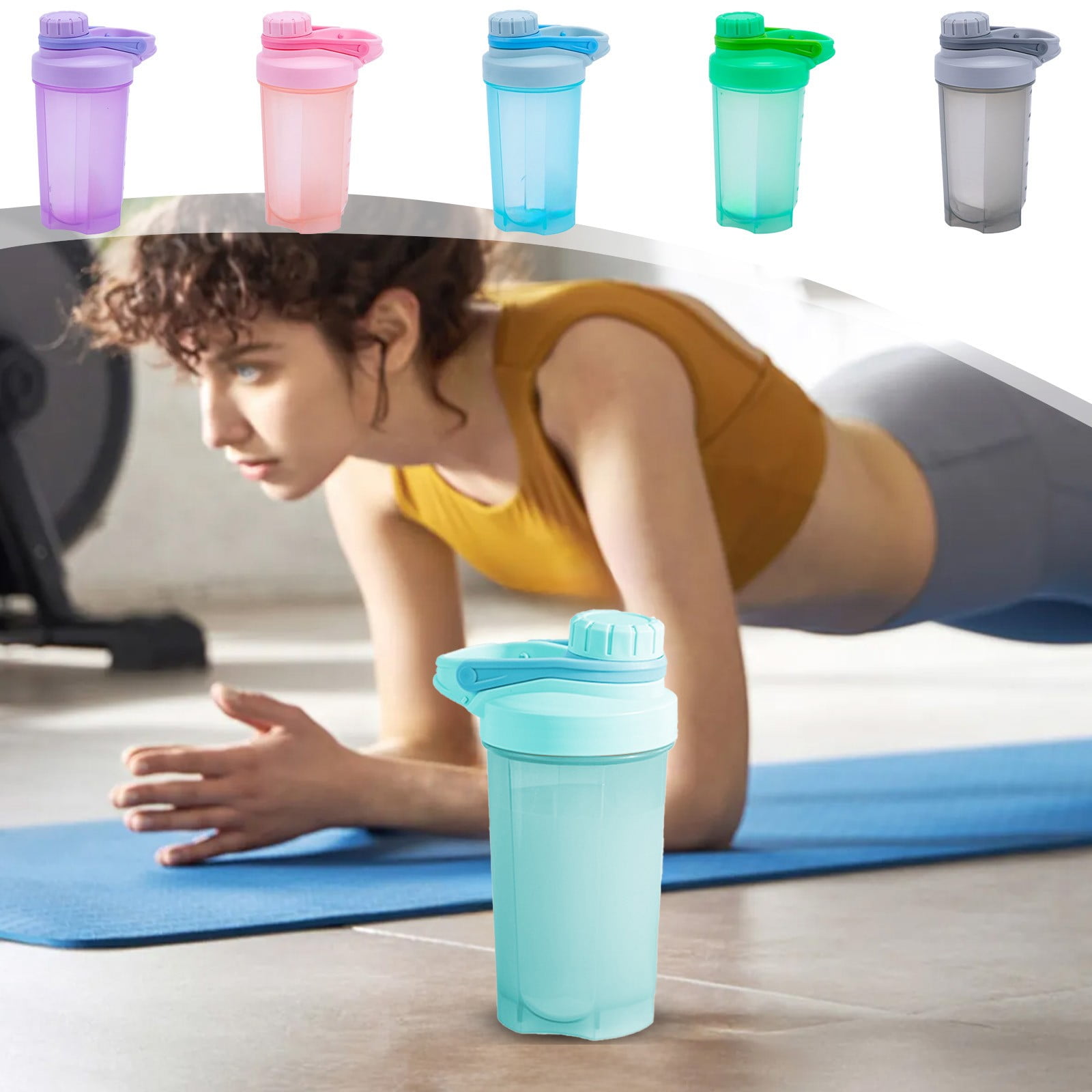 Protein Shaker Cup, 500ml Graduated Plastic Cup, Leakproof Lid, Portable Fitness Cup, for Gym ...