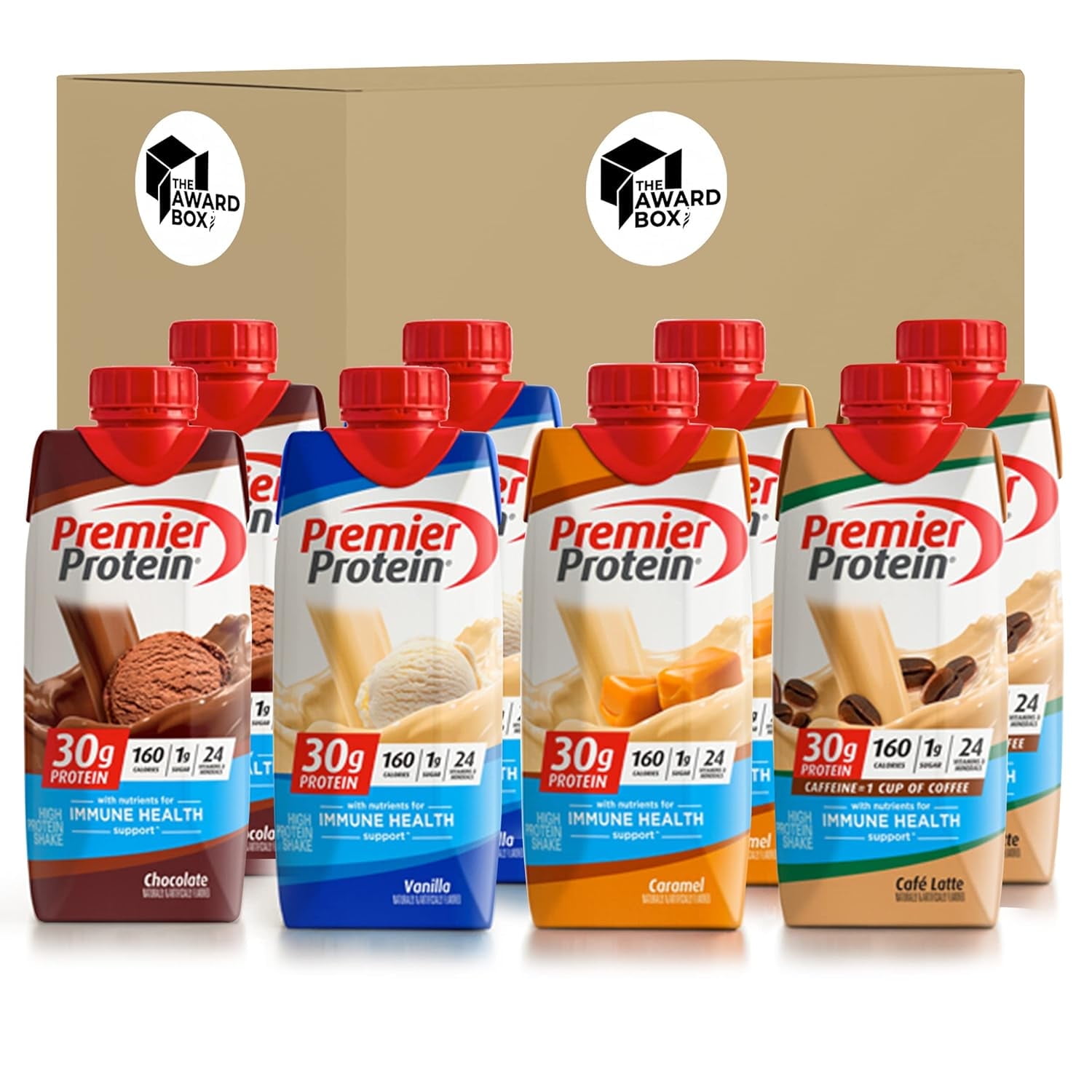 Protein Shakes Variety Pack 11 Fl. Oz Each - Cafe Latte, Chocolate, Vanilla, Caramel -8 Pack ...