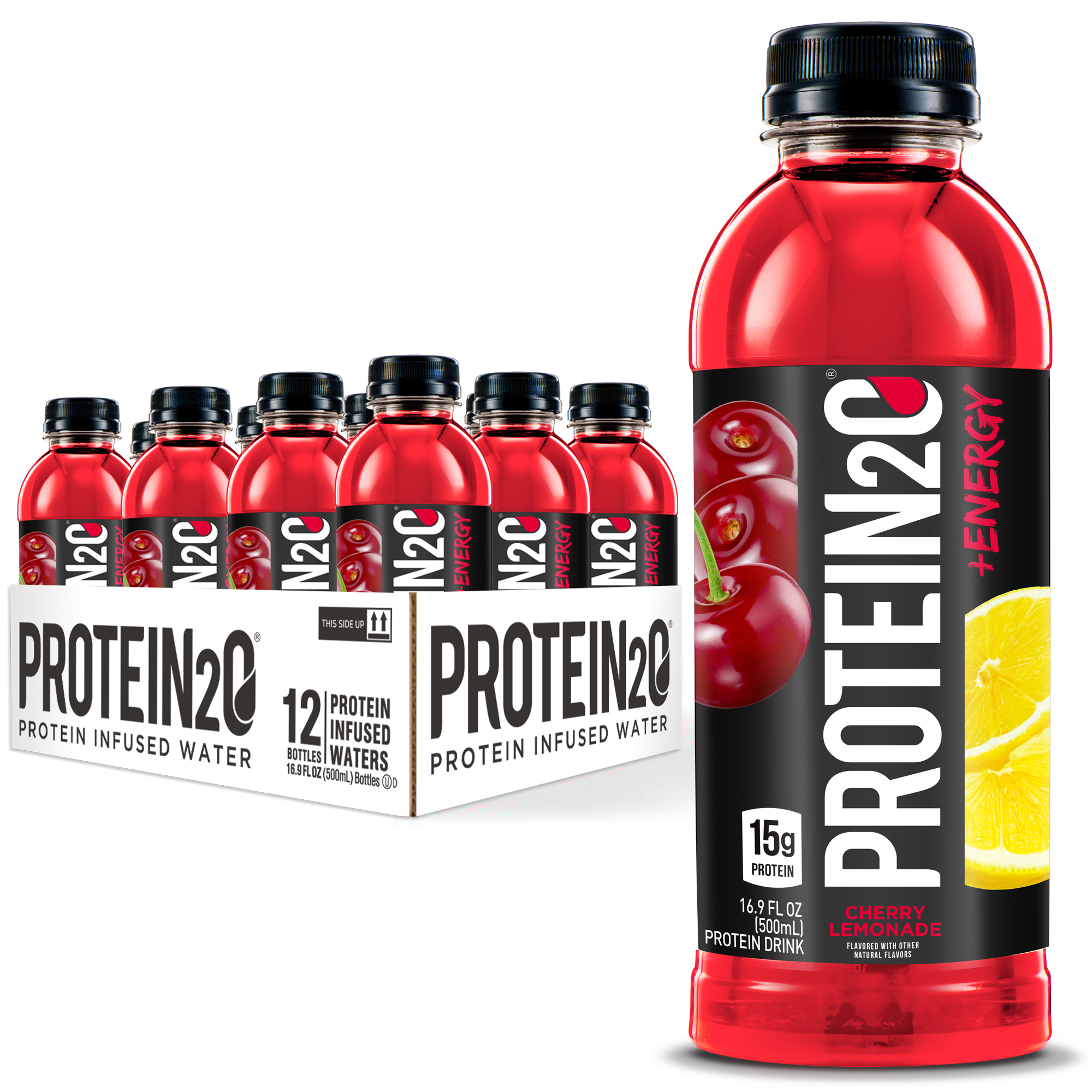 Protein2o + Energy, Protein Infused Water, Cherry Lemonade, 15g Protein ...