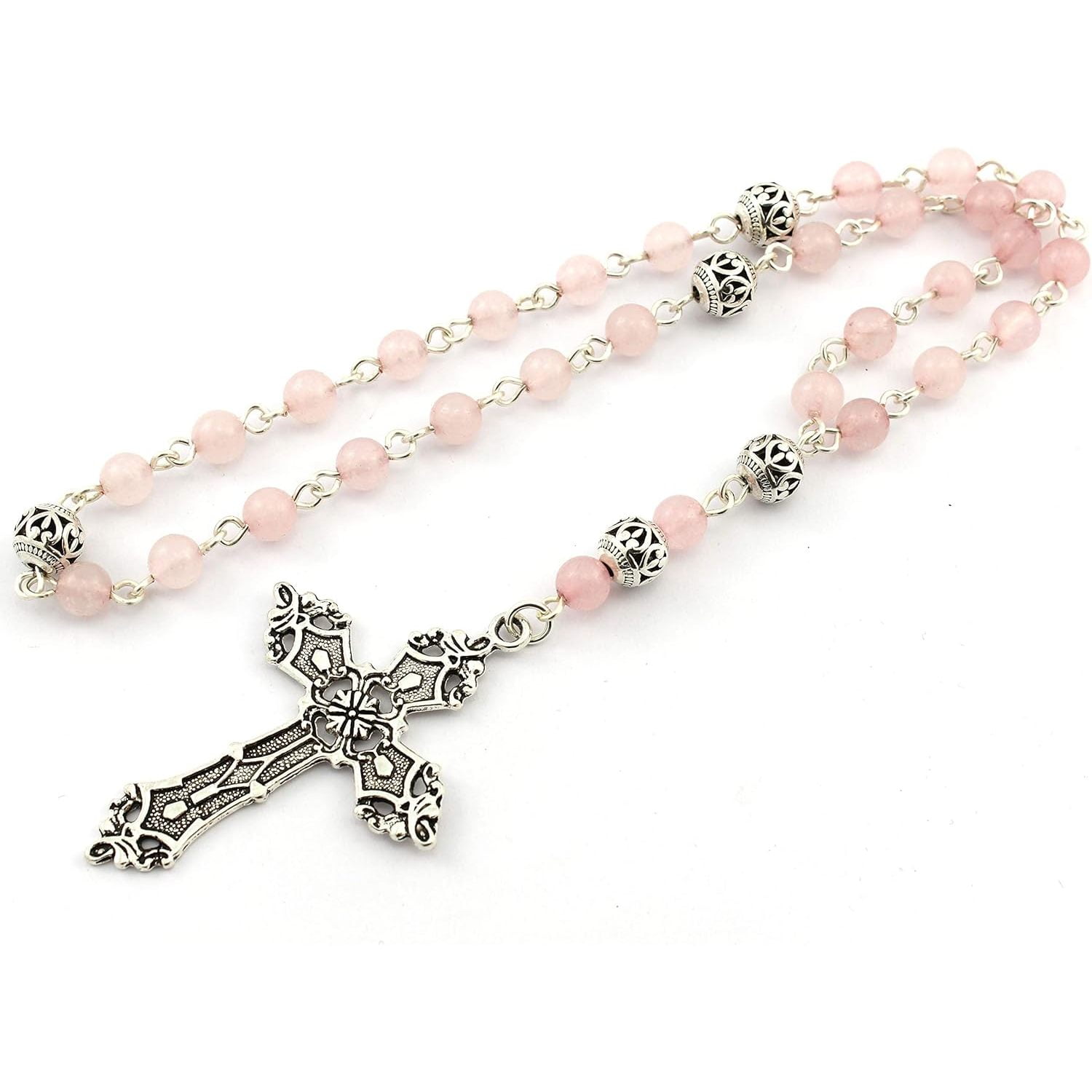 Protestant Anglican Prayer Beads/Rosary with Rose Quartz Gemstones and ...