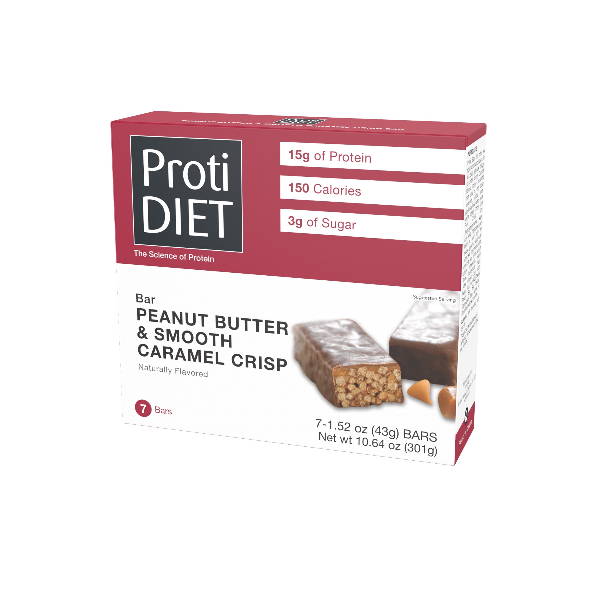 ProtiDIET Peanut Butter Smooth Caramel Crisp | High-Protein Bars (7ct ...