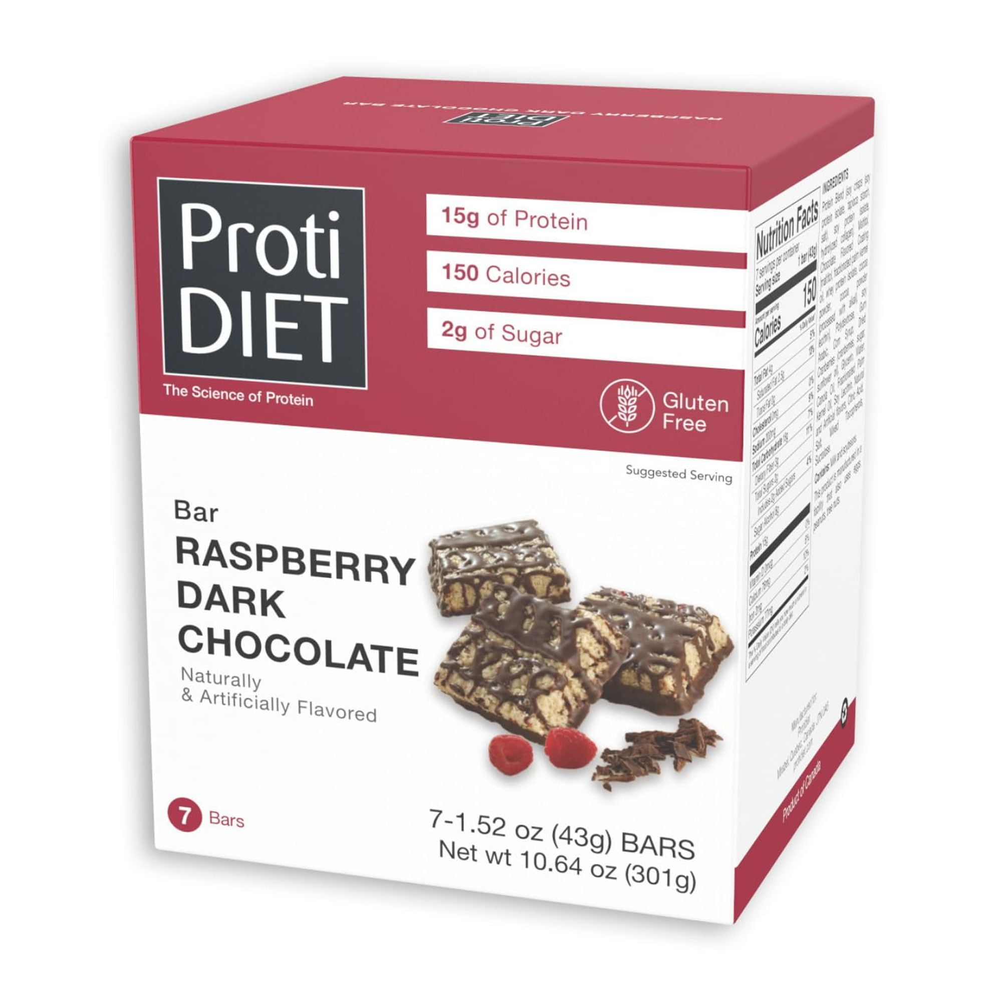 ProtiDIET Dark Chocolate and MZF22 Raspberry High Protein Bars - Gluten ...