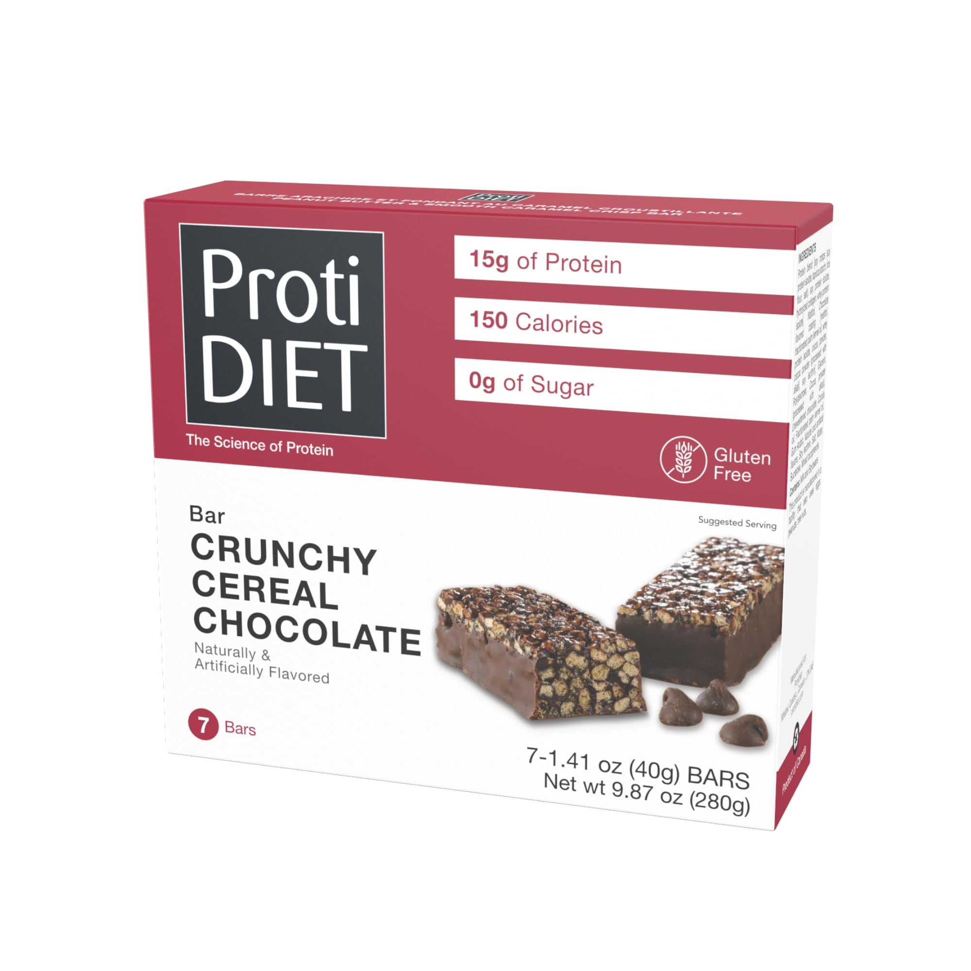 ProtiDIET Gluten Free Crunchy TSF6 Cereal Chocolate Fiber Protein Bars ...