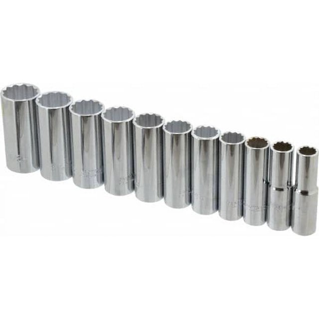 Proto 11 Piece 1/2" Drive Deep Well Socket Set 12 Points, 1/2" to 1-1/8 ...