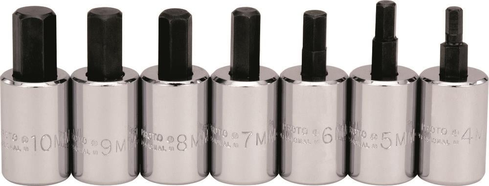 Proto 7 Piece Metric Short Hex Bit Socket Sets, 3/8 in, 1 SET (577-4990 ...