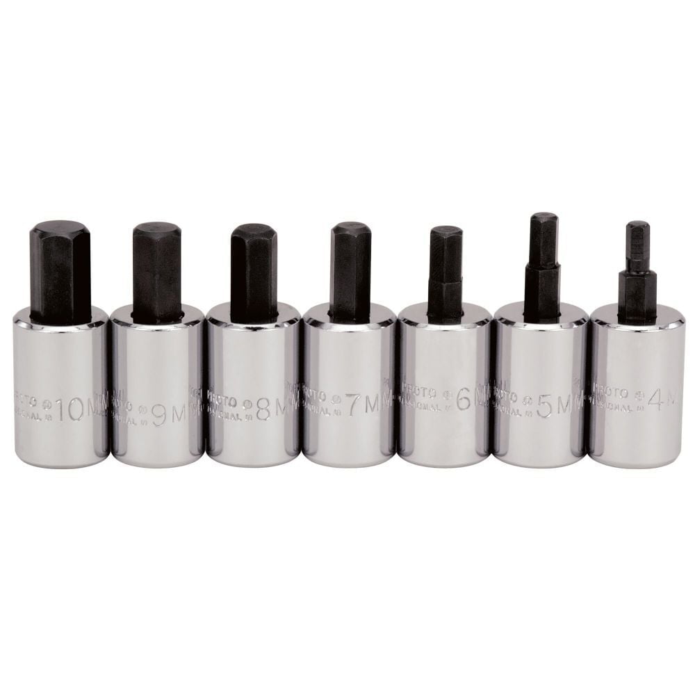 Proto 7 Piece Metric Short Hex Bit Socket Sets, 3/8 in, 1 SET (577-4990 ...