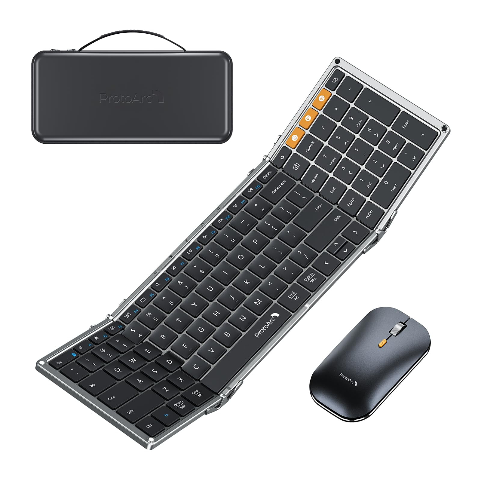 ProtoArc Foldable Keyboard and Mouse, XKM01 True Full-Size Folding ...