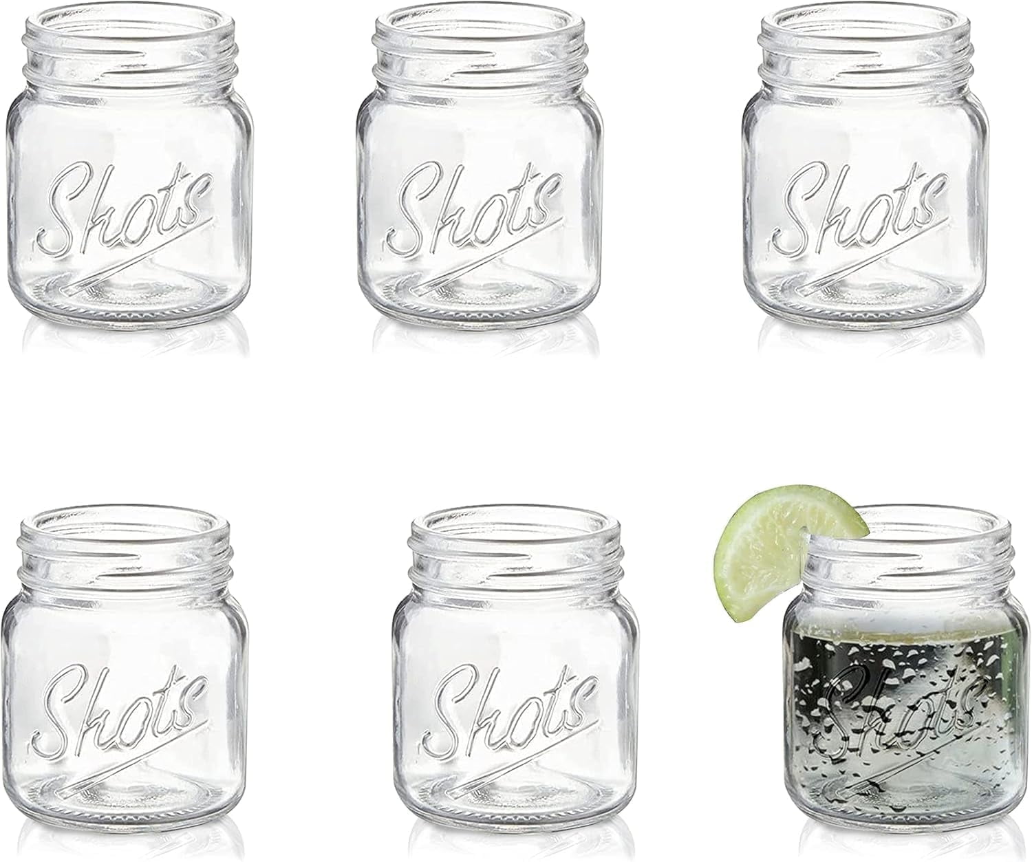Protocol 2 Oz Mini Mason Jar Clear Glass Single Shot Glass Set of 6 ...