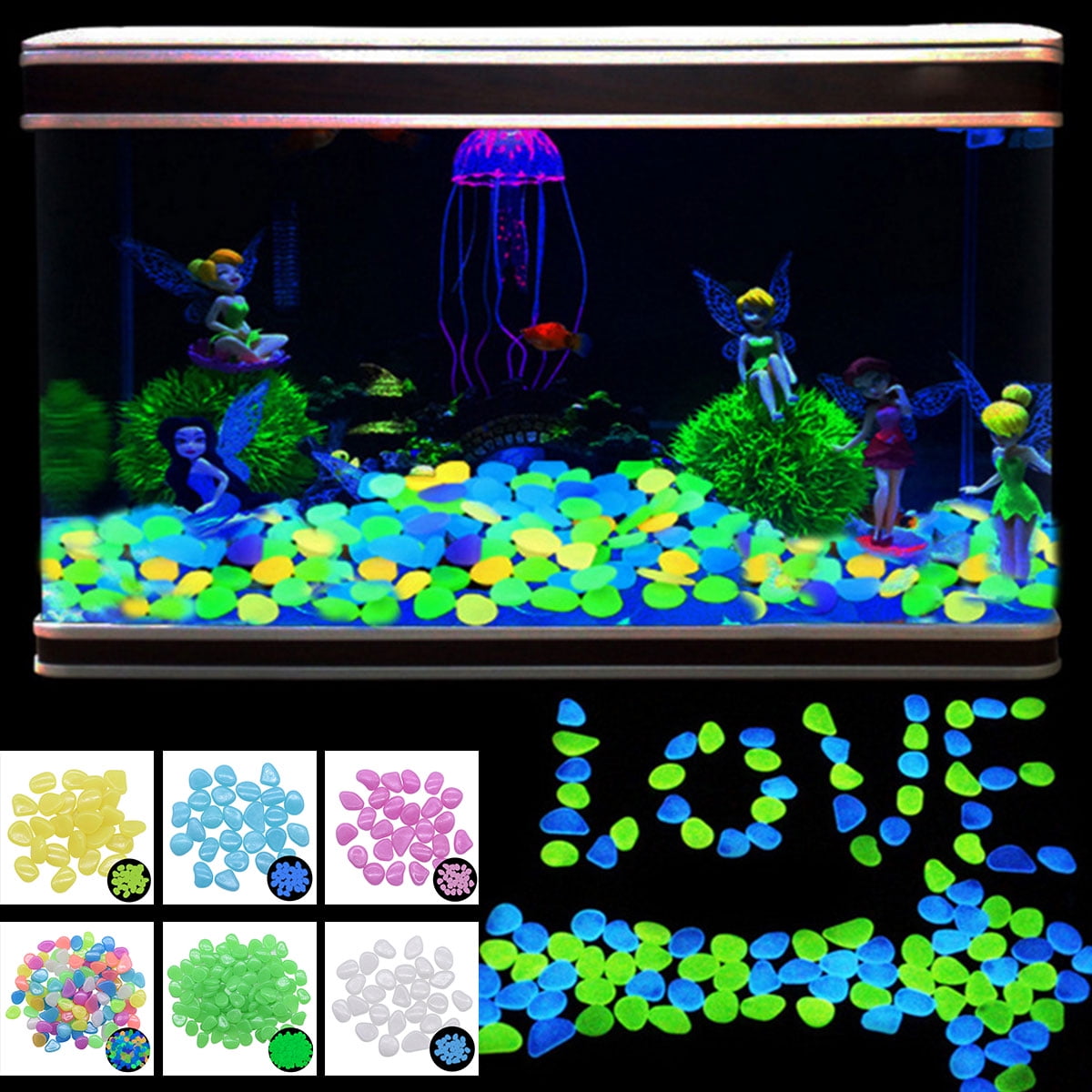 Protoiya 100pcs Solar Glow Rocks Outdoor Decor Luminous Cobblestones ...