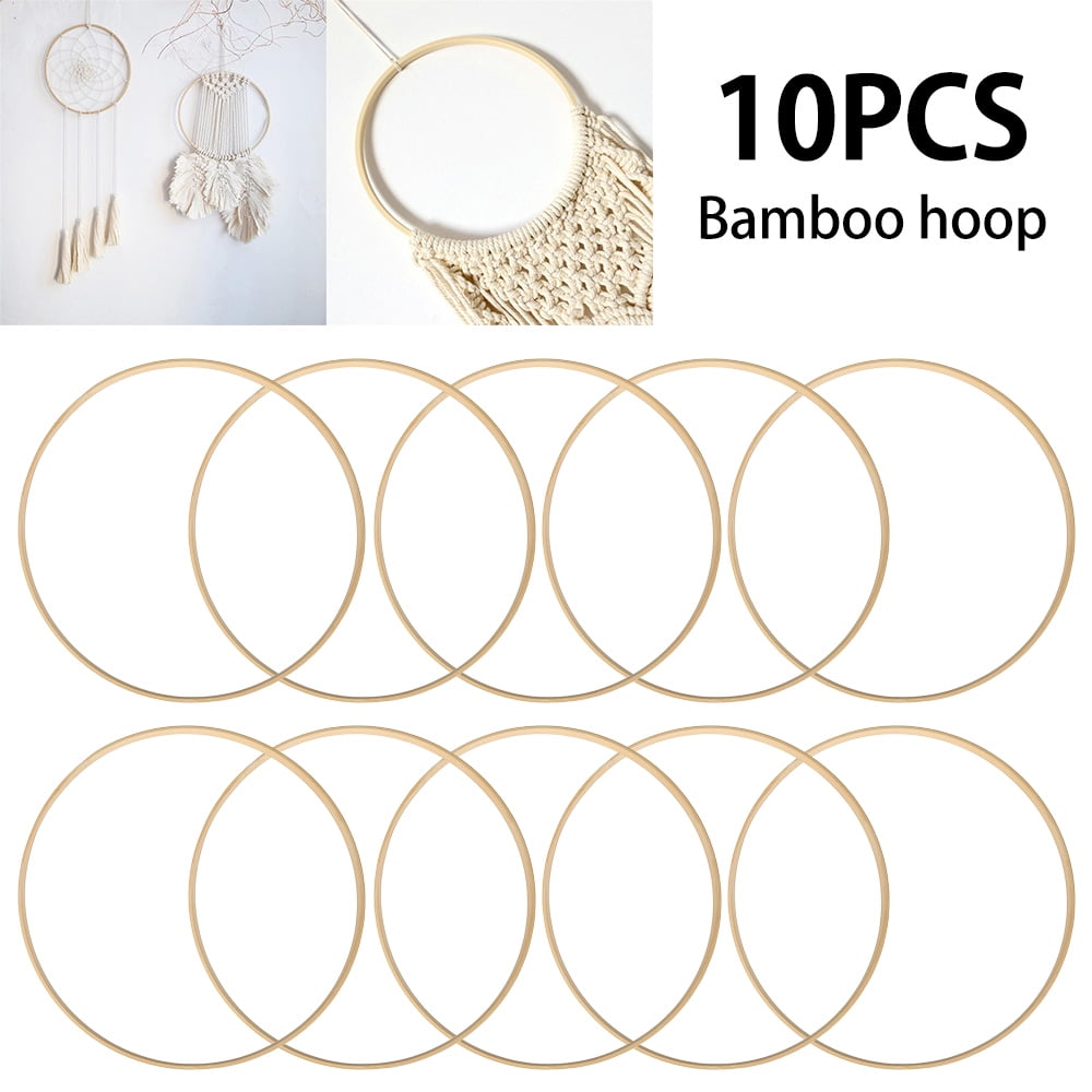 Protoiya 10Pcs 20cm Wooden Bamboo Rings Floral Hoops Wreath Rings ...