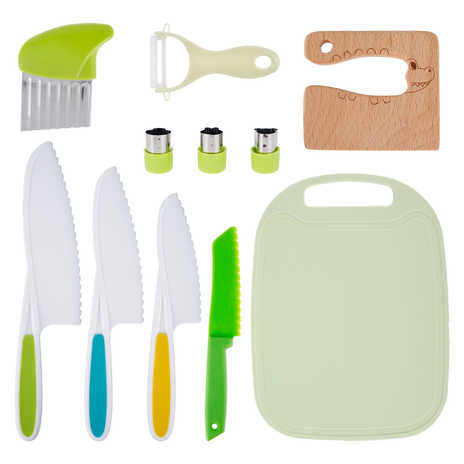 Protoiya 11Pcs Toddler Knife Set with Cutting Board Portable Plastic ...