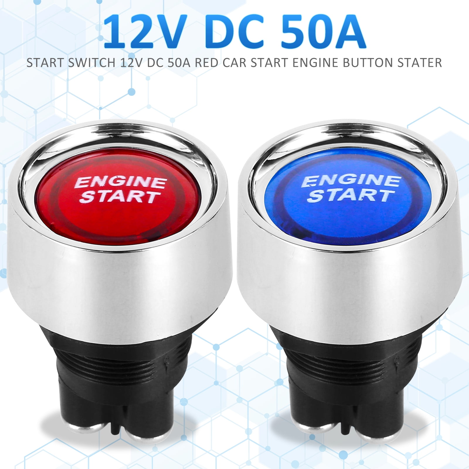 Protoiya 12V 50A Car Push Button Switch Mini Round Momentary Push Button Switches with LED Light ...