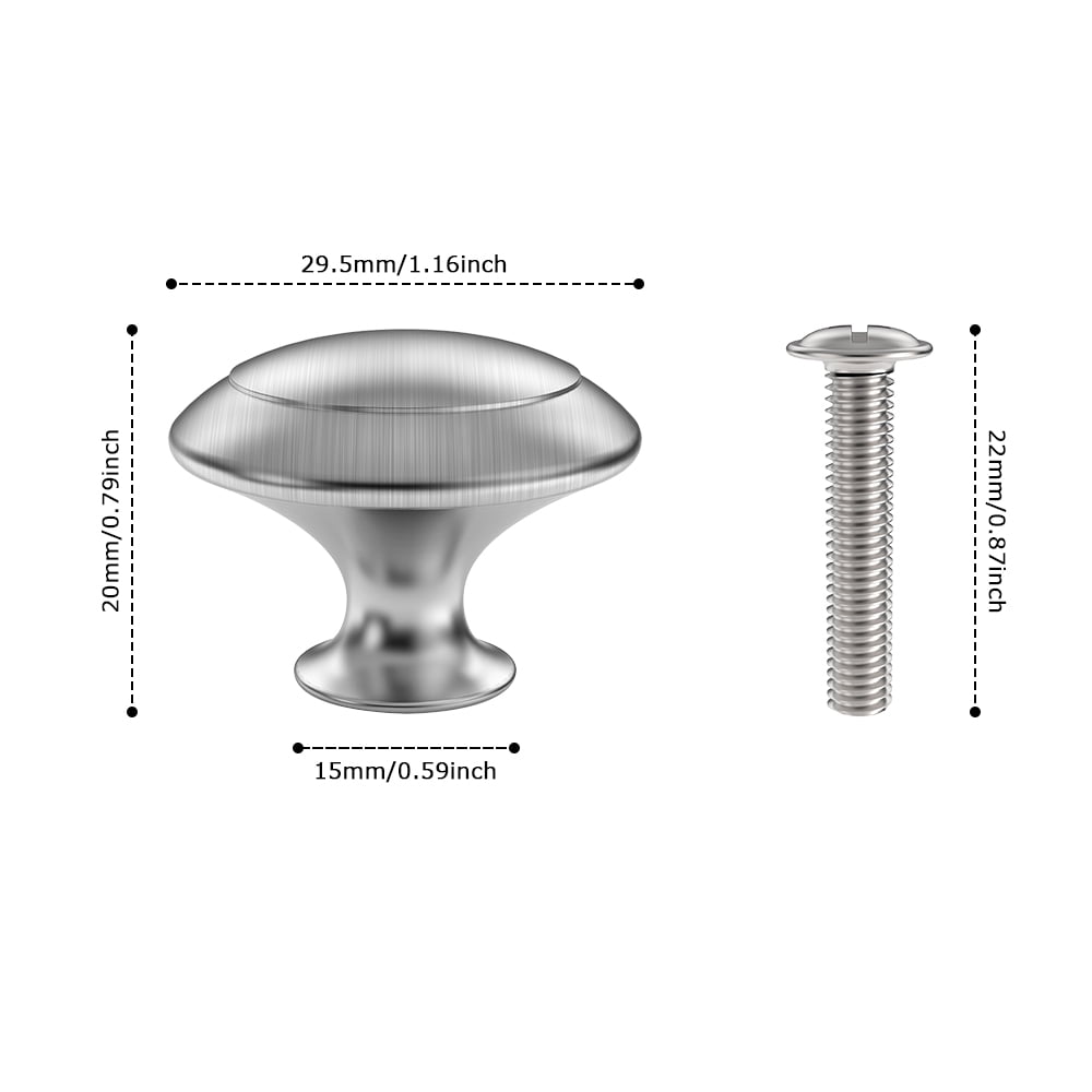 Protoiya 25 Pack Cabinet Hardware Round Knobs Silver Kitchen Mushroom ...