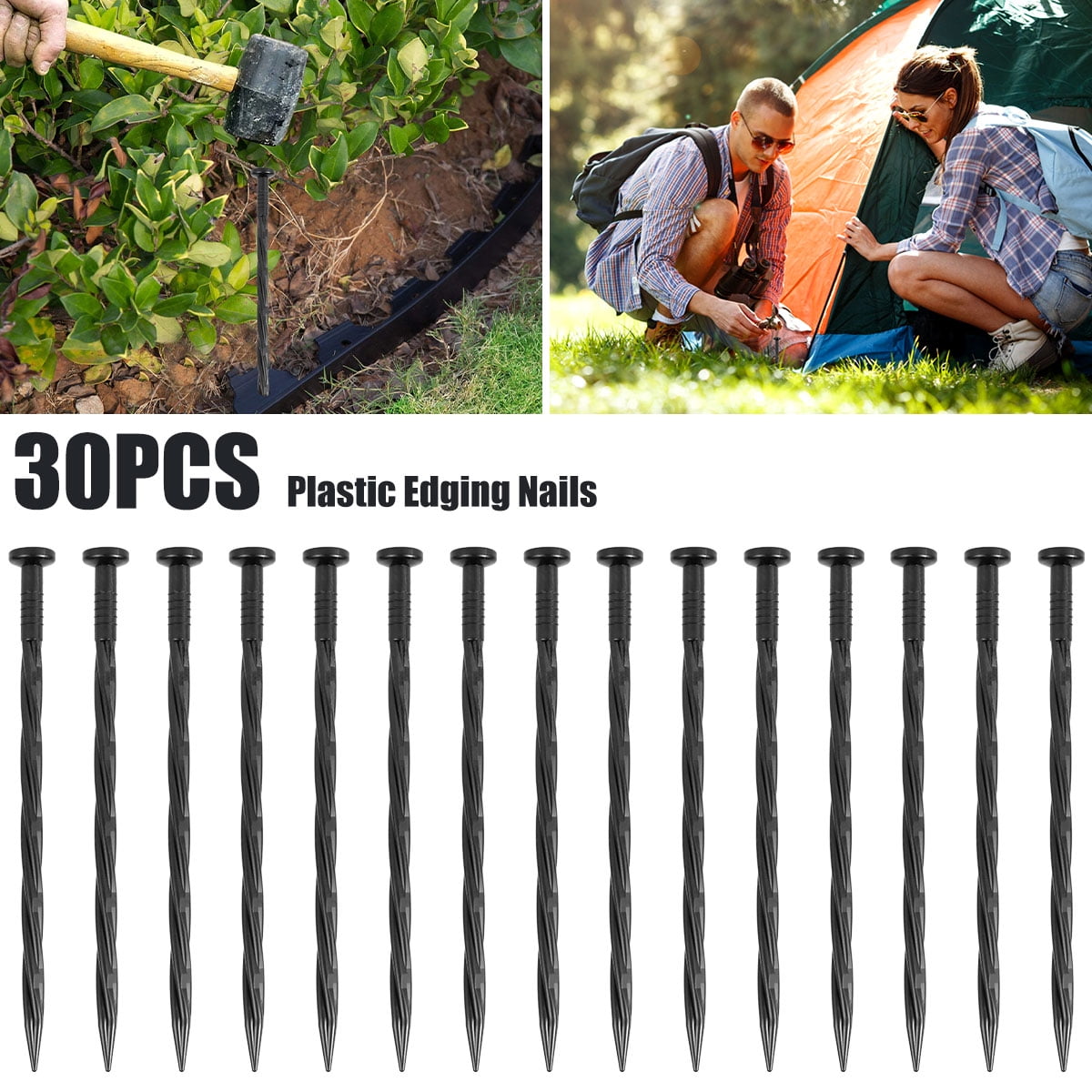 Protoiya 30Pcs 8in Sturdy Landscape Edging Stakes, Spiral Anchoring ...