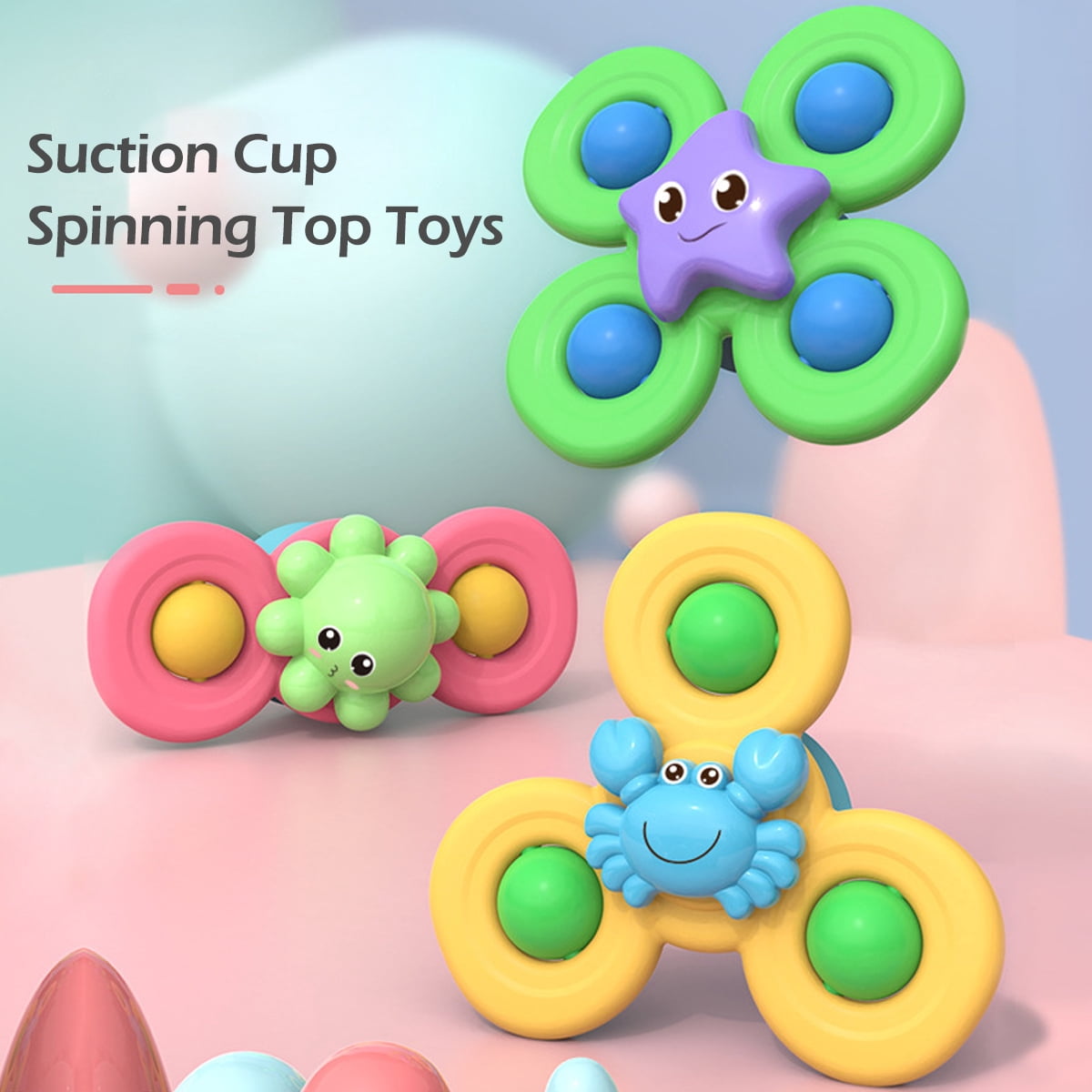 Protoiya 3Pcs Suction Cup Spinner Toys, Simple Dimple Fidget Toys with ...