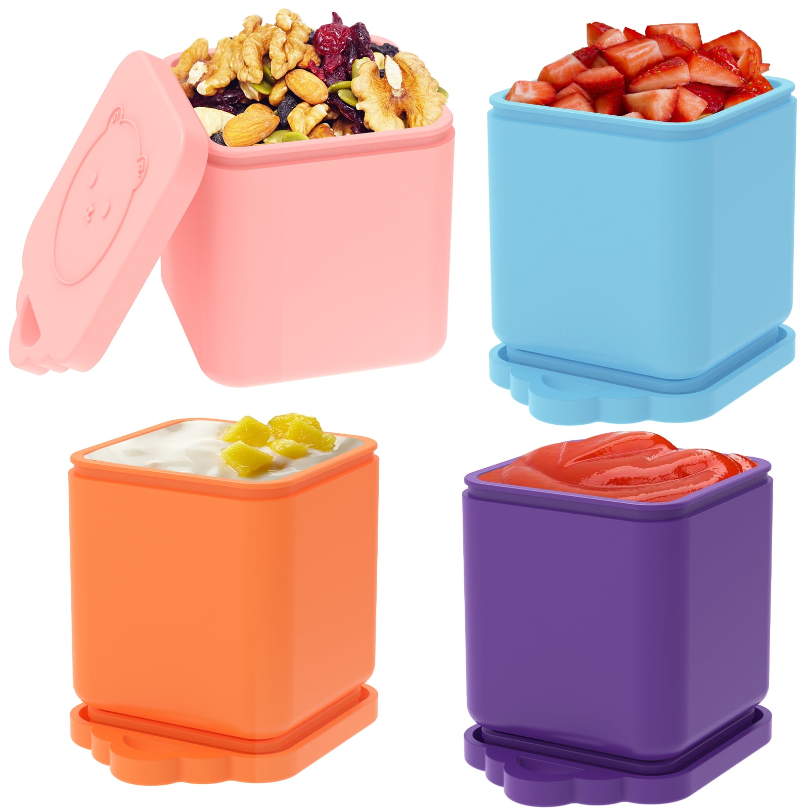 Protoiya 4Pcs 4oz Salad Dressing Container Leakproof Sauce Container ...