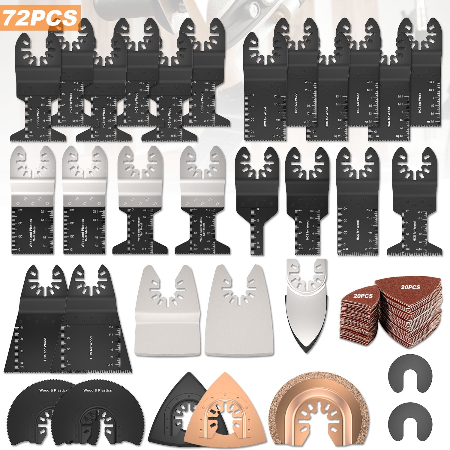 Protoiya 72PCS Oscillating Saw Blades Kit,Wood/Metal/Plastic Universal ...