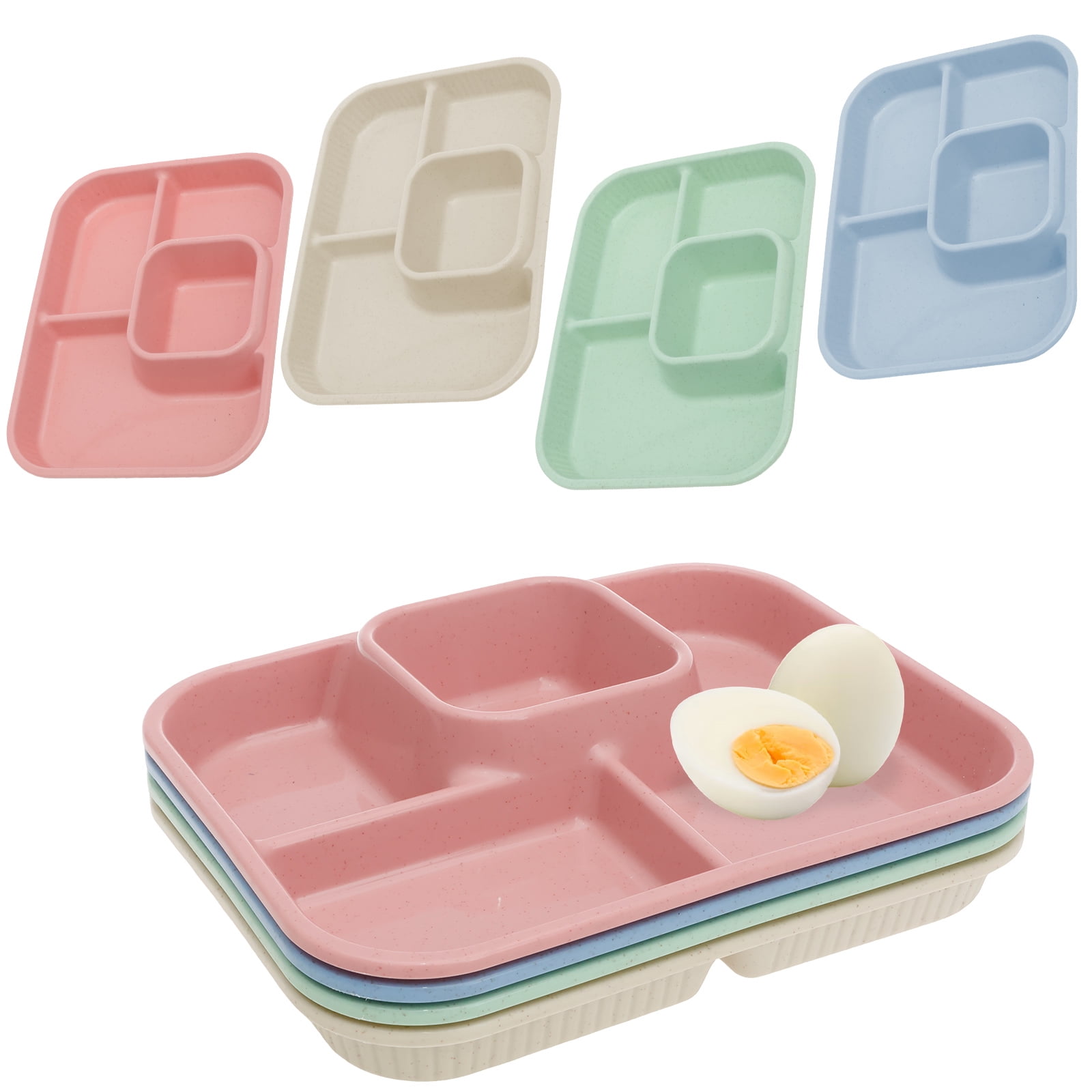 Protoiya 8 Pcs Plastic Divided Plate, Reusable Divided Dinner Plate ...