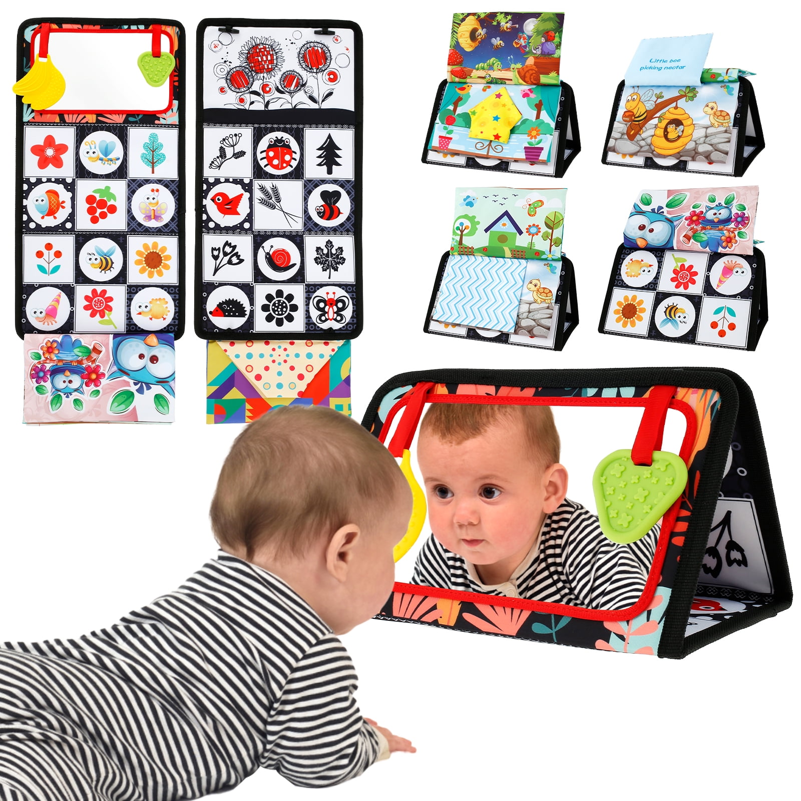 Protoiya Baby Tummy Time Floor Mirror Montessori Infant Sensory Toy ...