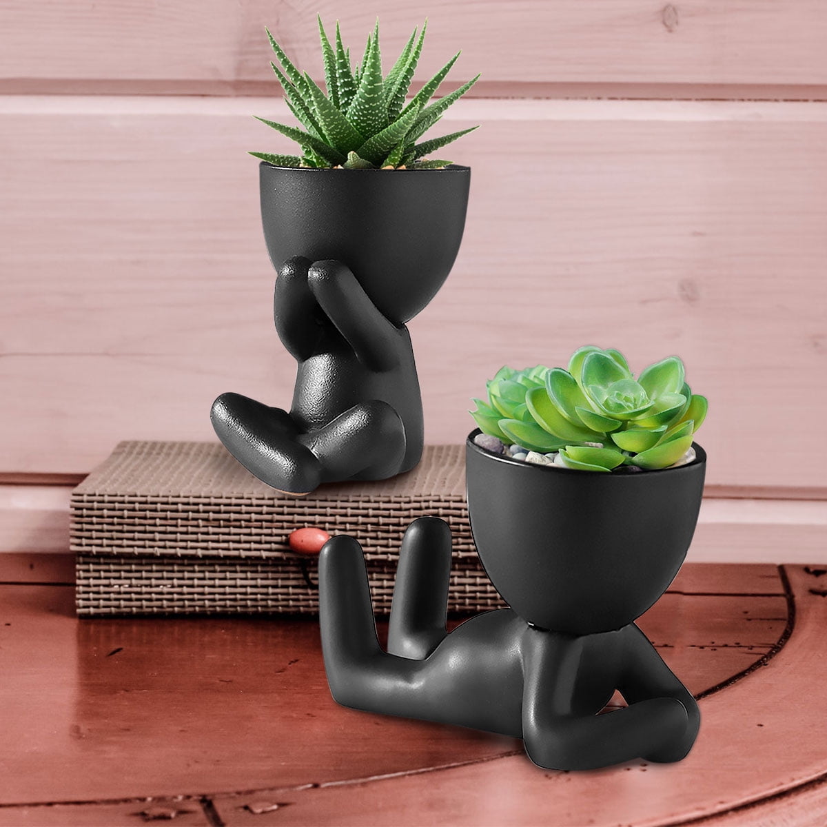 Protoiya Ceramic Human Shaped Flower Pot Human Shape Small Cactus Pot ...