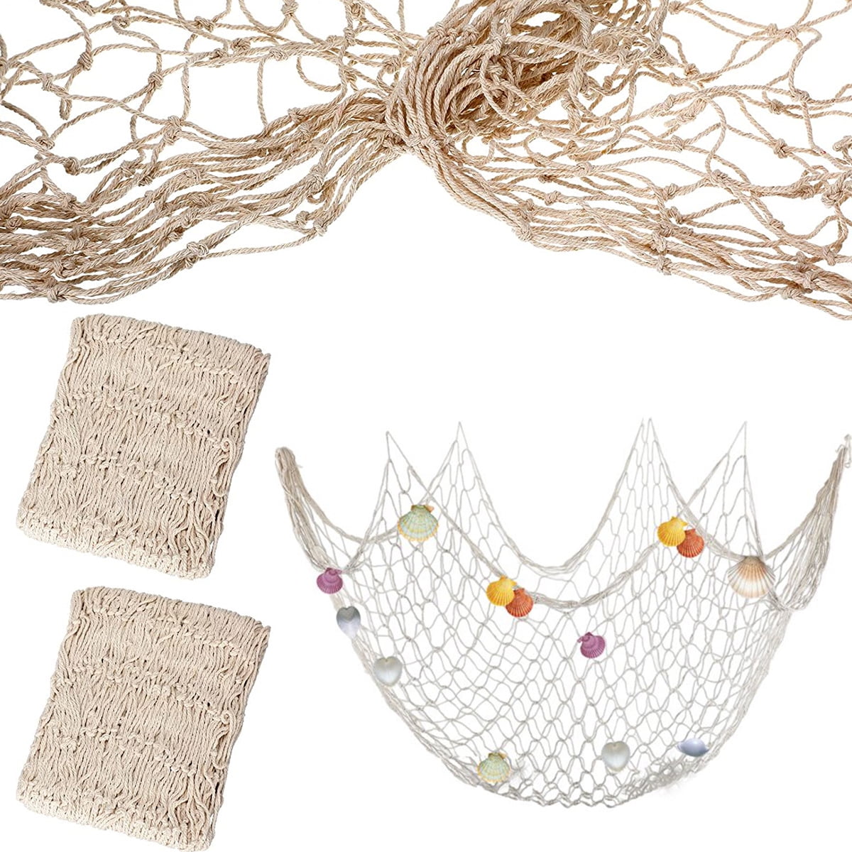 Protoiya Fish Net Decoration, 2PCS Wall Decor Fish Net for Nautical ...