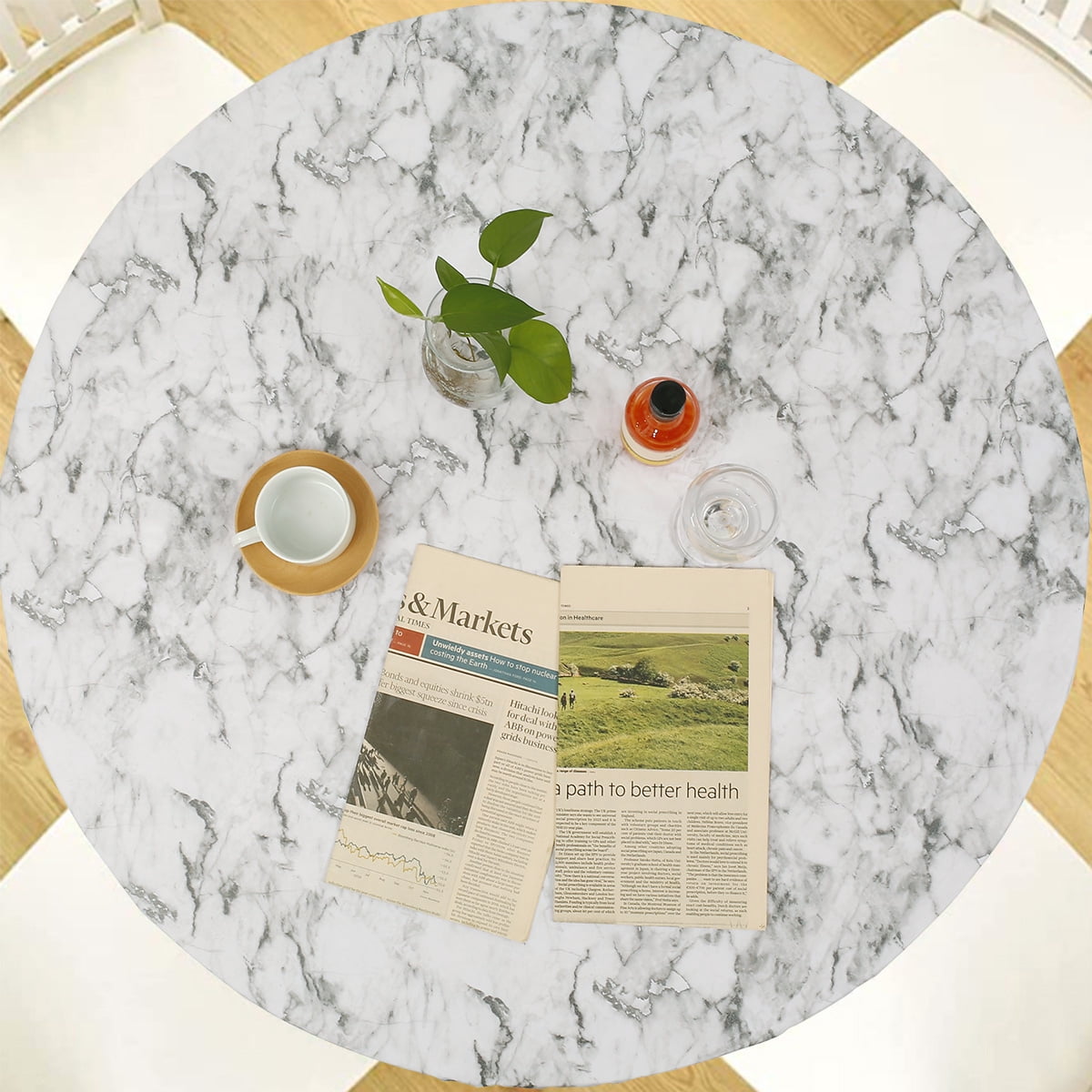 Protoiya Indoor Outdoor Patio Round Fitted Vinyl Tablecloth, Flannel ...