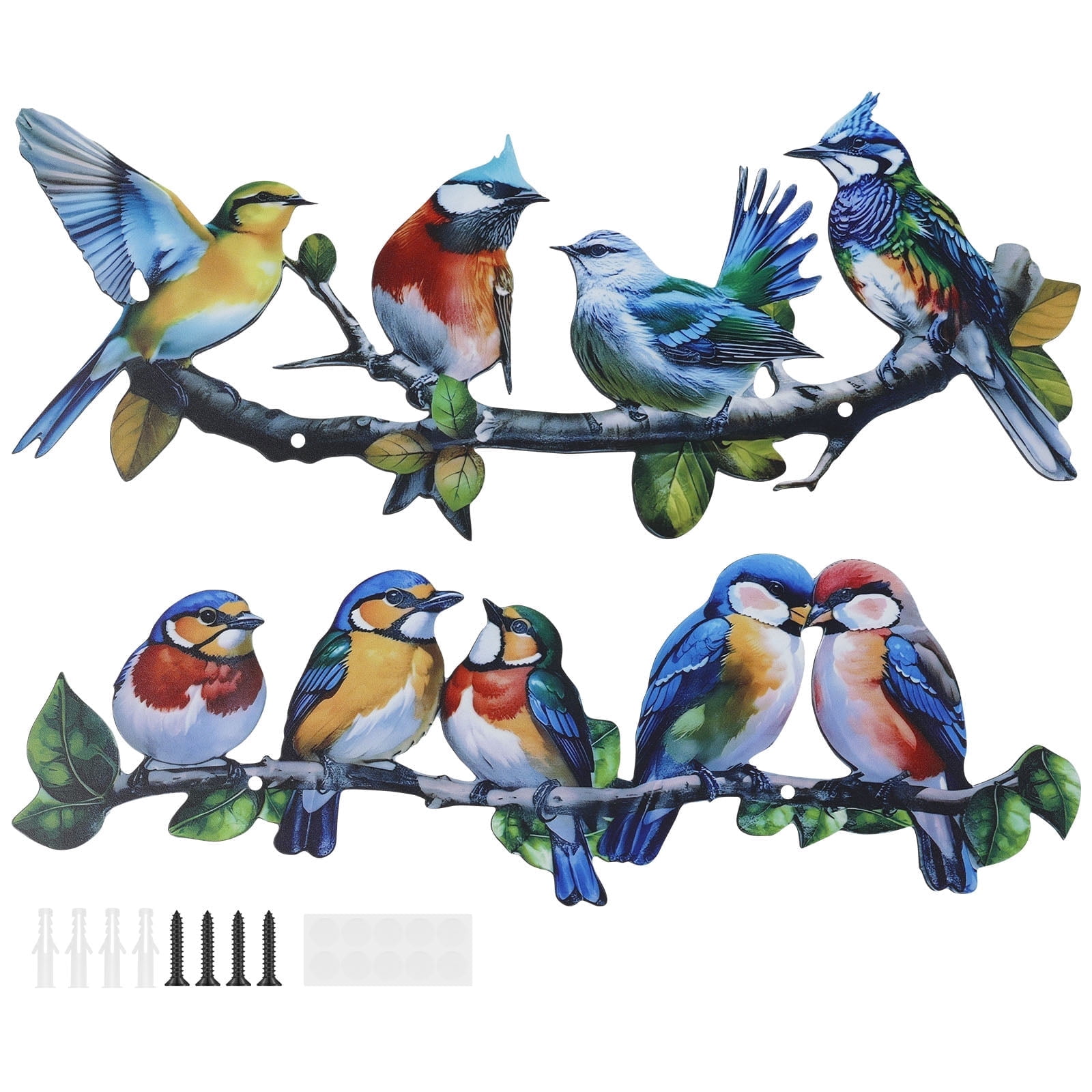 Protoiya 2Pcs Metal Bird Wall Art Decoration Vivid Bird on Branch Wall ...