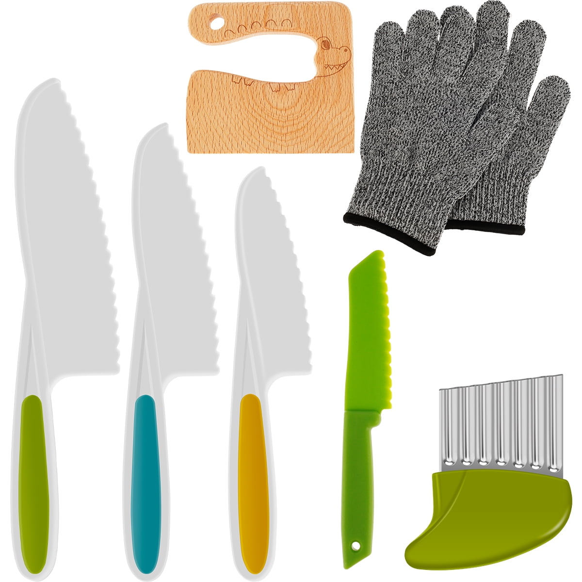 Protoiya Kids Cooking Cutter Set Safe Reusable Plastic Toddler Kitchen ...