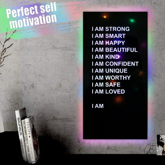 Protoiya Personalized Affirmations Mirror with Colorful LED String ...