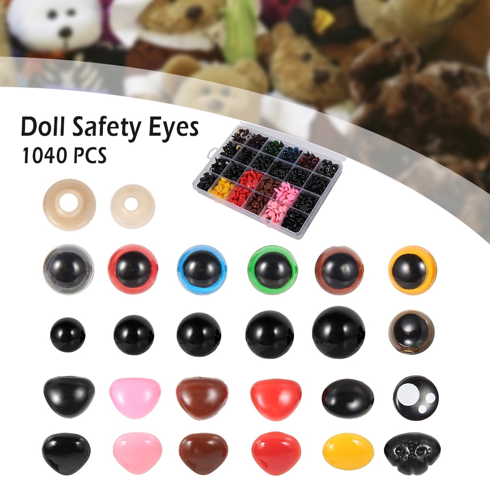 Protoiya Plastic Safety Eyes and Noses with Washers 1040Pcs, Craft Doll ...