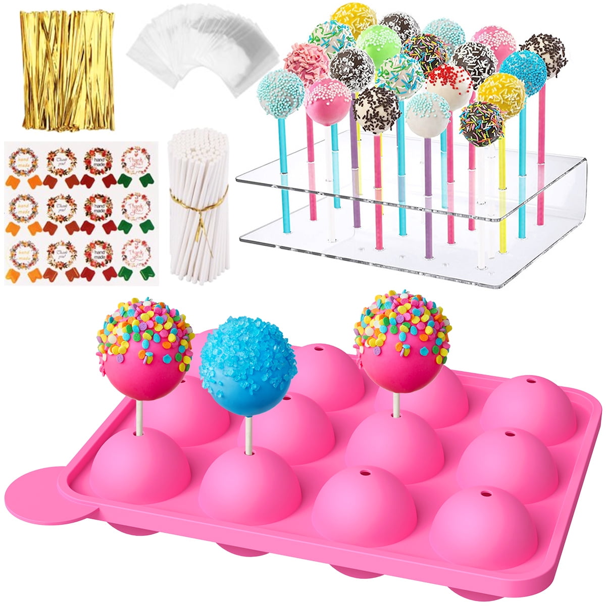Protoiya Silicone Cake Pop Mold Set,Subesty Cake Pop Baking Mold with 1 ...