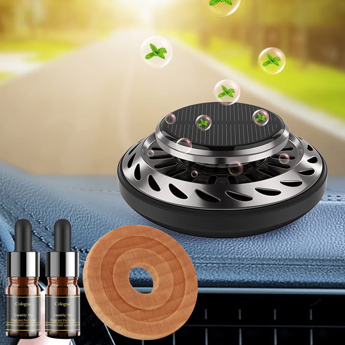 Protoiya Solar Car Air Freshener Solar Rotating Car Aroma Diffuser with ...