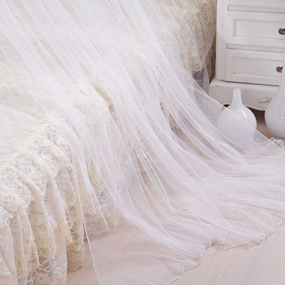 Protoiya White Lace Bed Canopy Mosquito Nets Round Dome For Double Bed ...