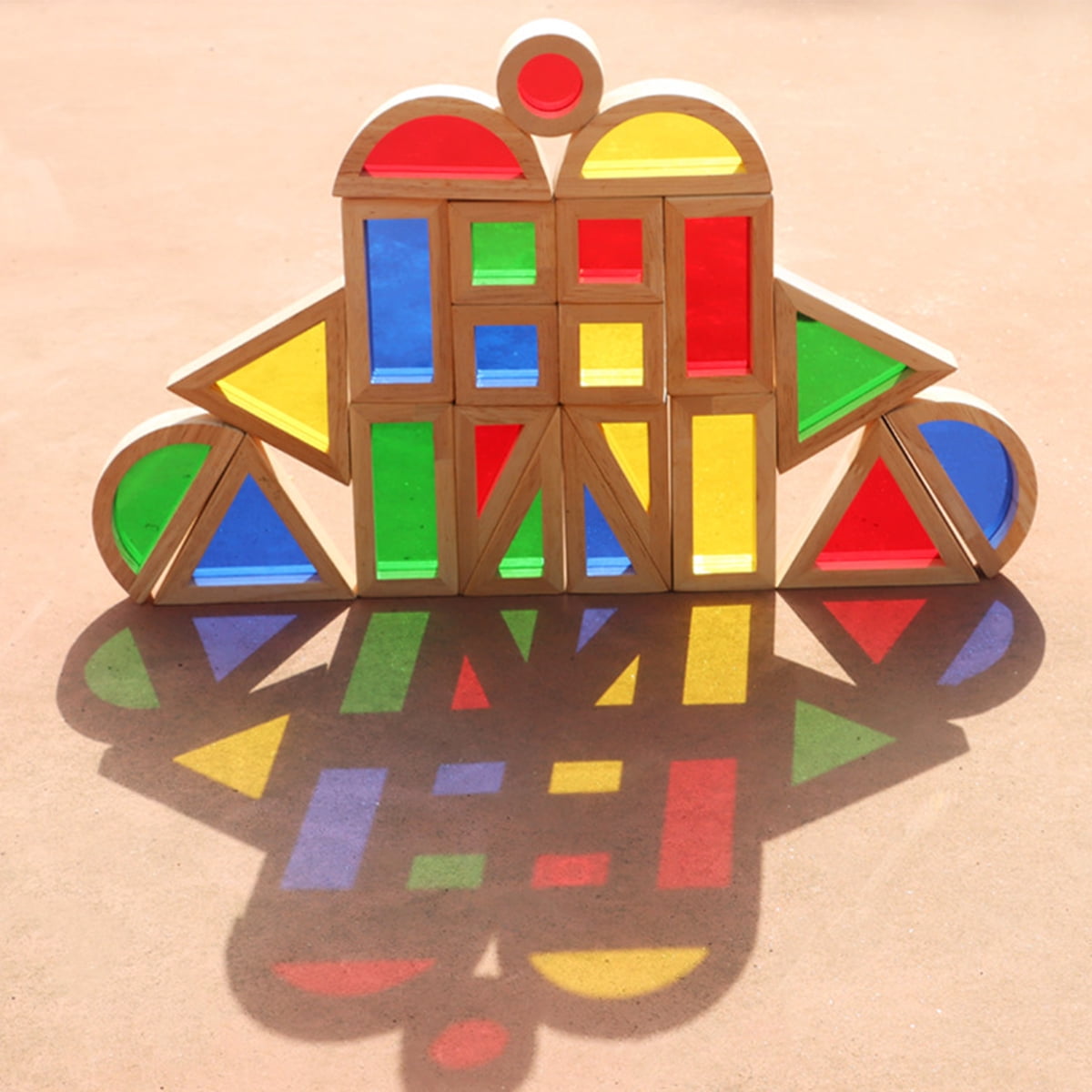 Protoiya Wooden Building Blocks, 24 Pcs Rainbow Stacker Stacking Game ...