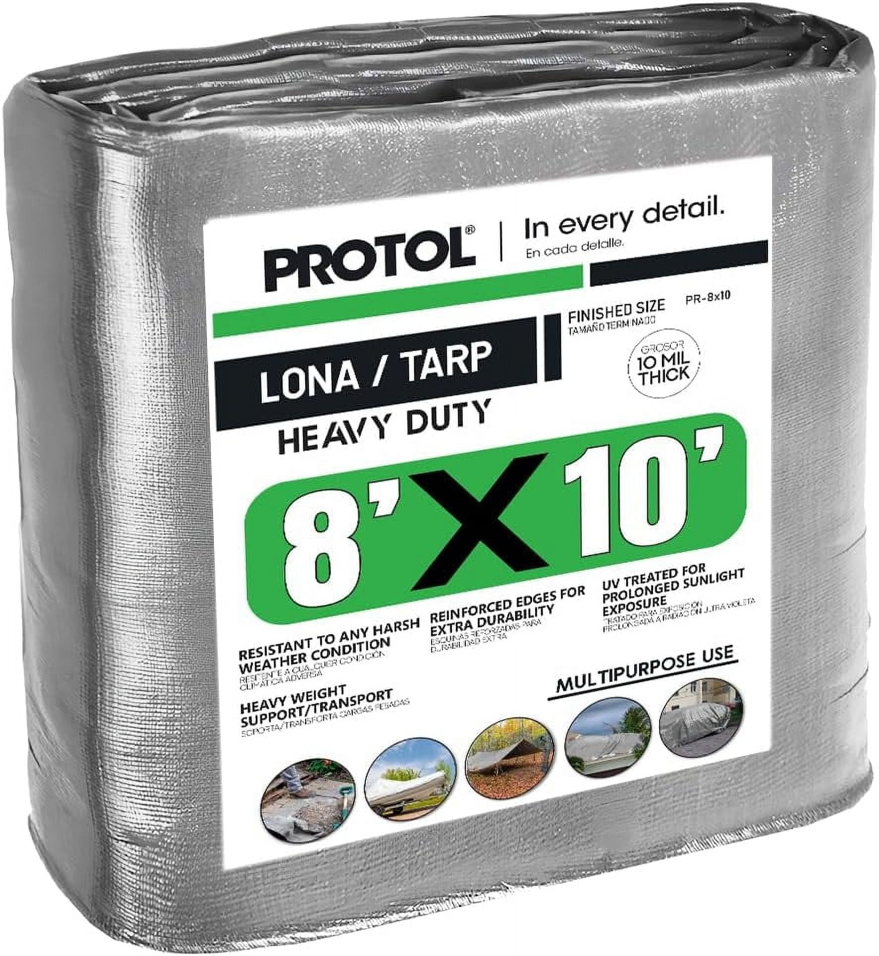 Protol 8x10 Feet Super Heavy Duty Reversible Tarp 10 Mil - Waterproof ...