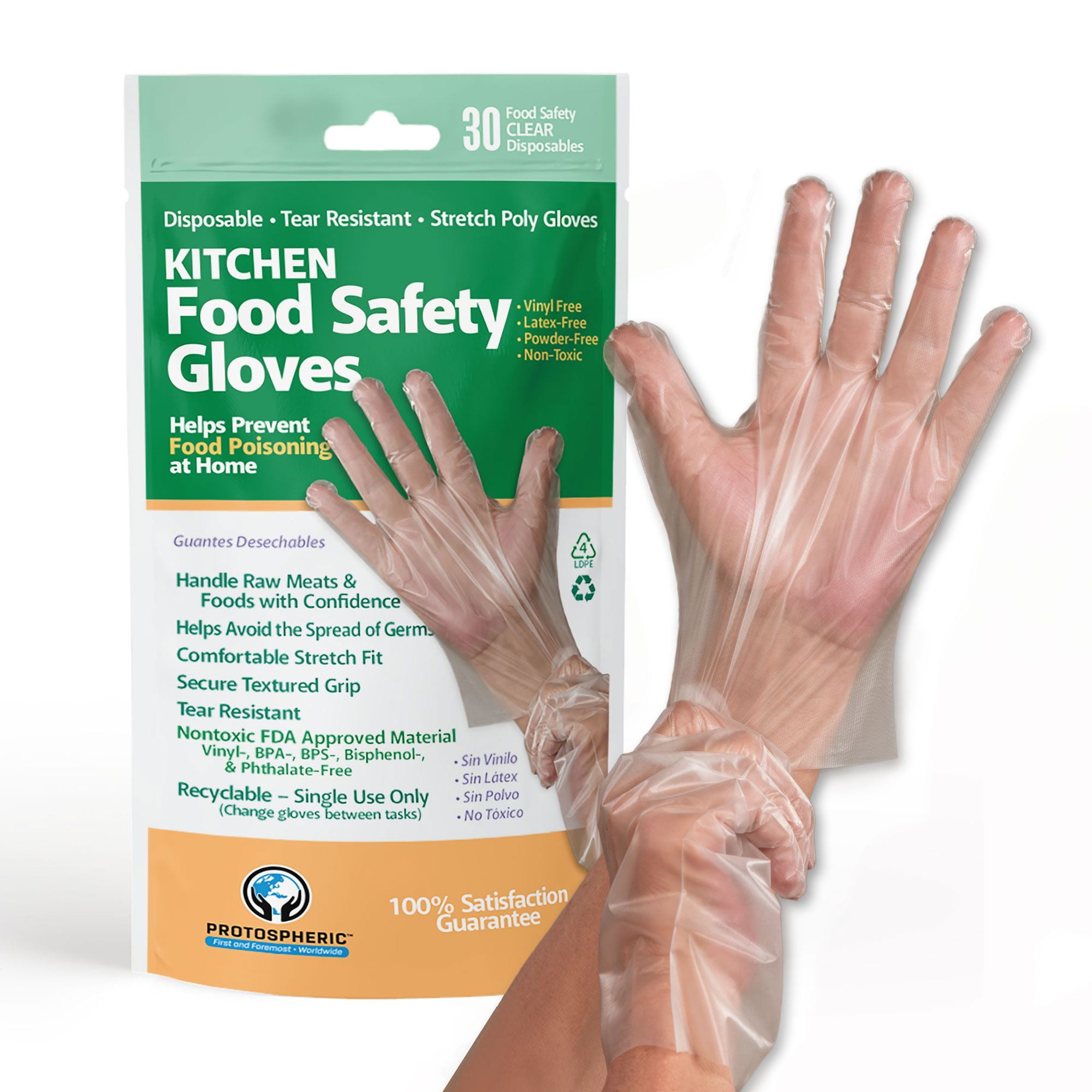 Protospheric Disposable Gloves - Stretch Poly, Clear, Food Prep&Cooking Gloves - Safe, Nitrile ...