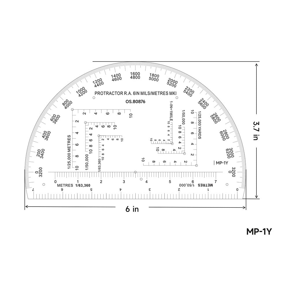 Protractor Coordinate Scale Navigation For Reading Maps With Ruler For ...