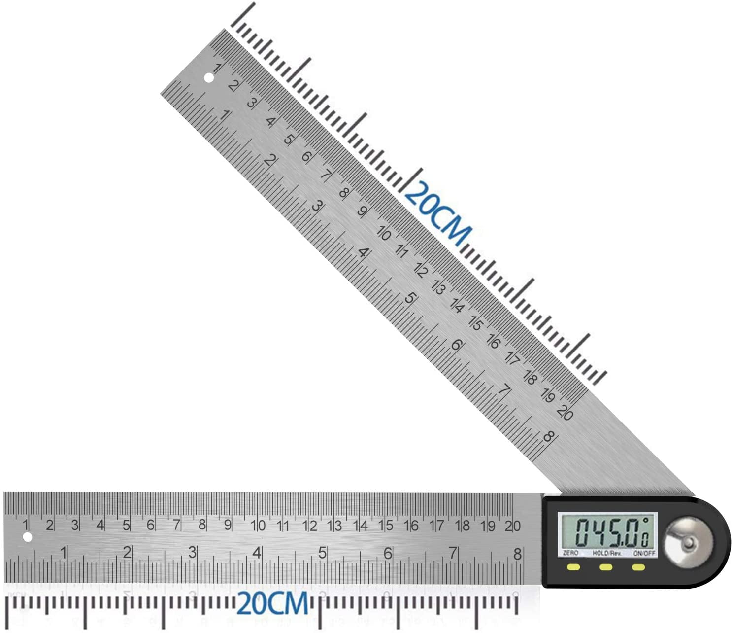 Protractor Digital Angle Ruler with LCD Display — Stainless Steel, 360 ...