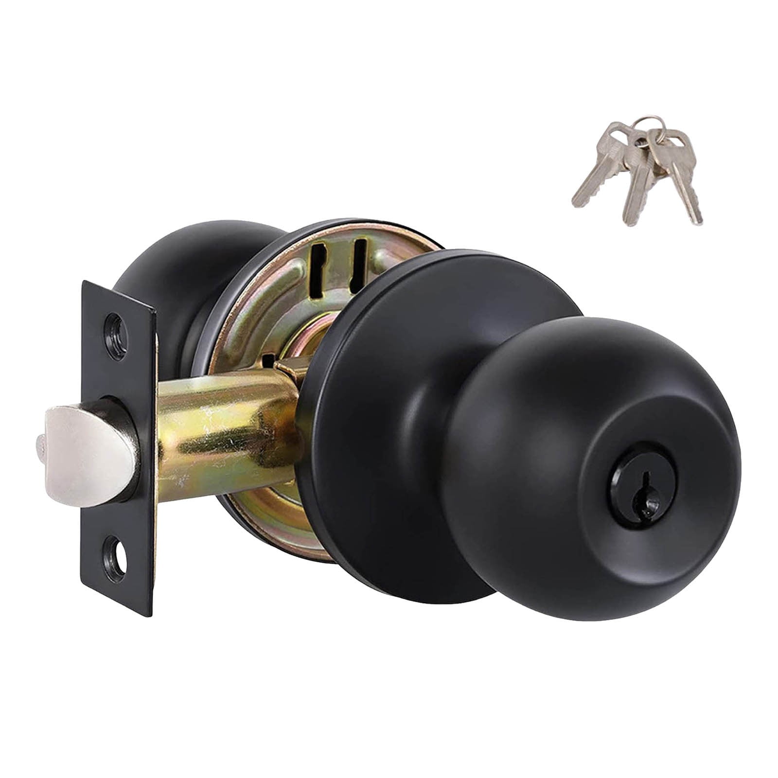 Protractor Set Black Entry With Key Door Lockset Knobs Flat Keyed ...
