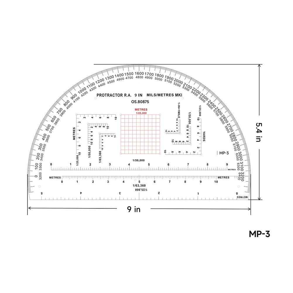 Protractor coordinate scale navigation for reading maps with ruler for ...