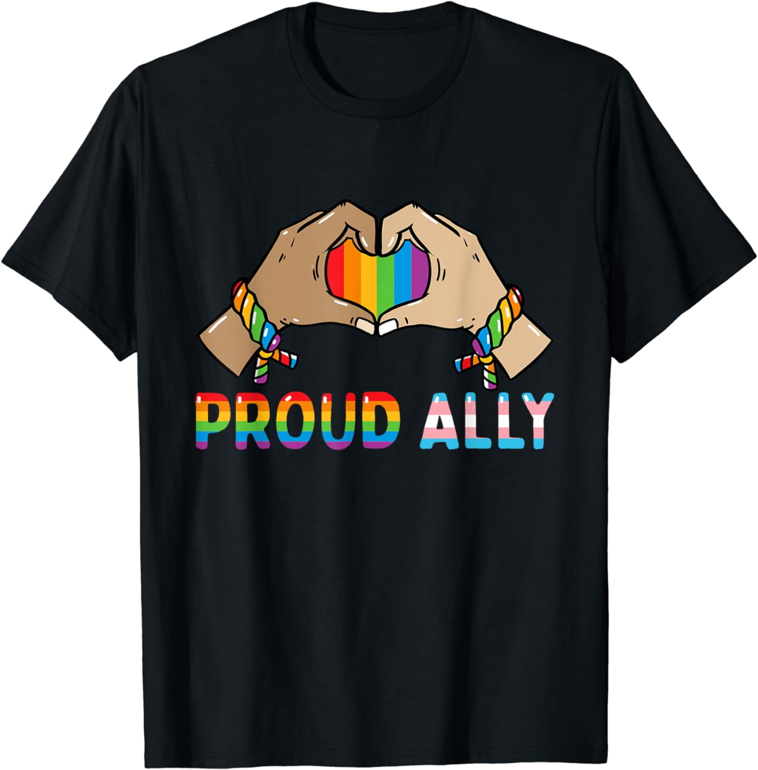 Proud Ally Pride Month LGBTQ Transgender Flag Rainbow Heart T-Shirt ...