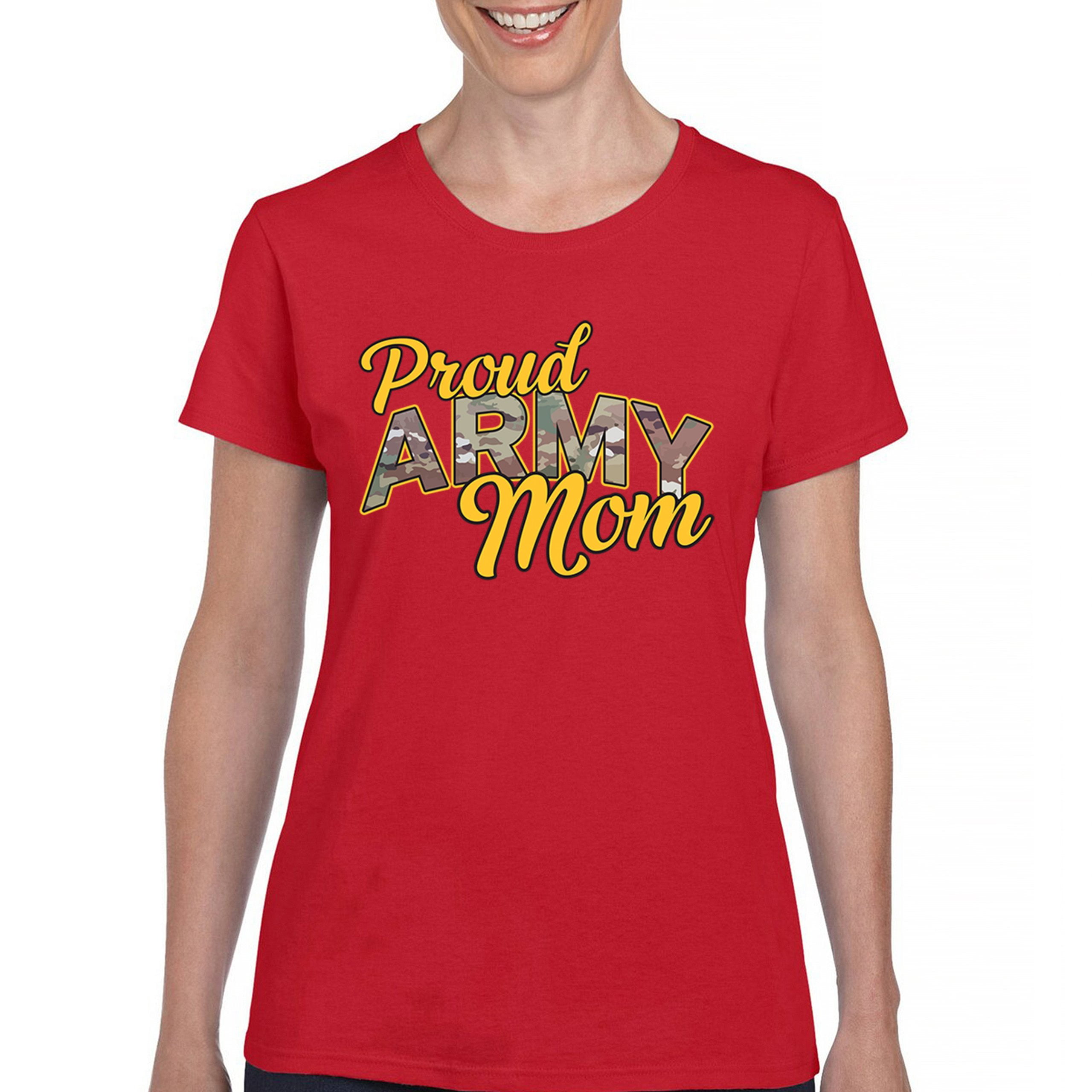 Proud Army Mom T-Shirt US Military Family Pride Veteran Patriotic Armed ...