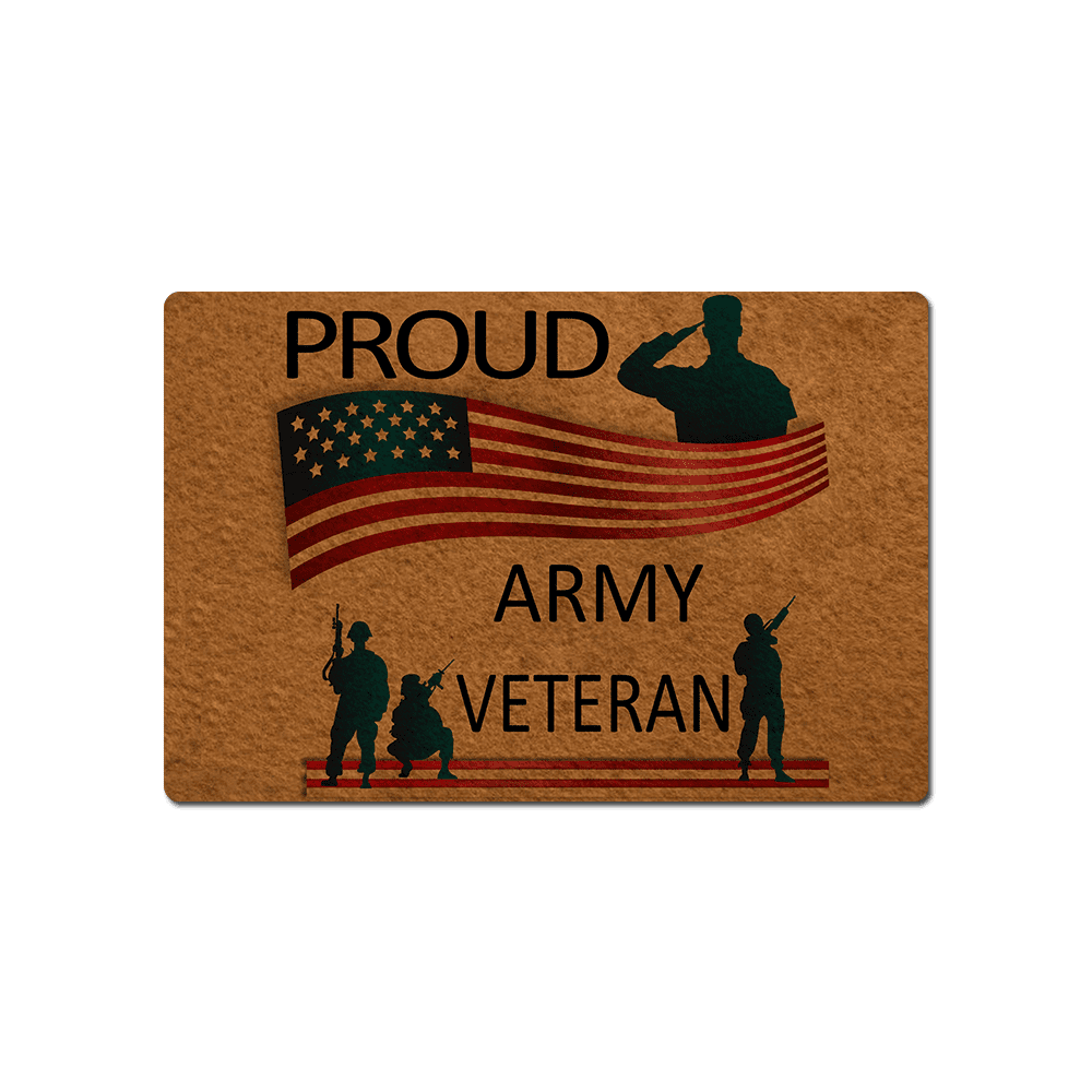 IFHUH Proud Army Veteran Funny Welcome Doormat, Rubber Backing, 23.6x15 ...