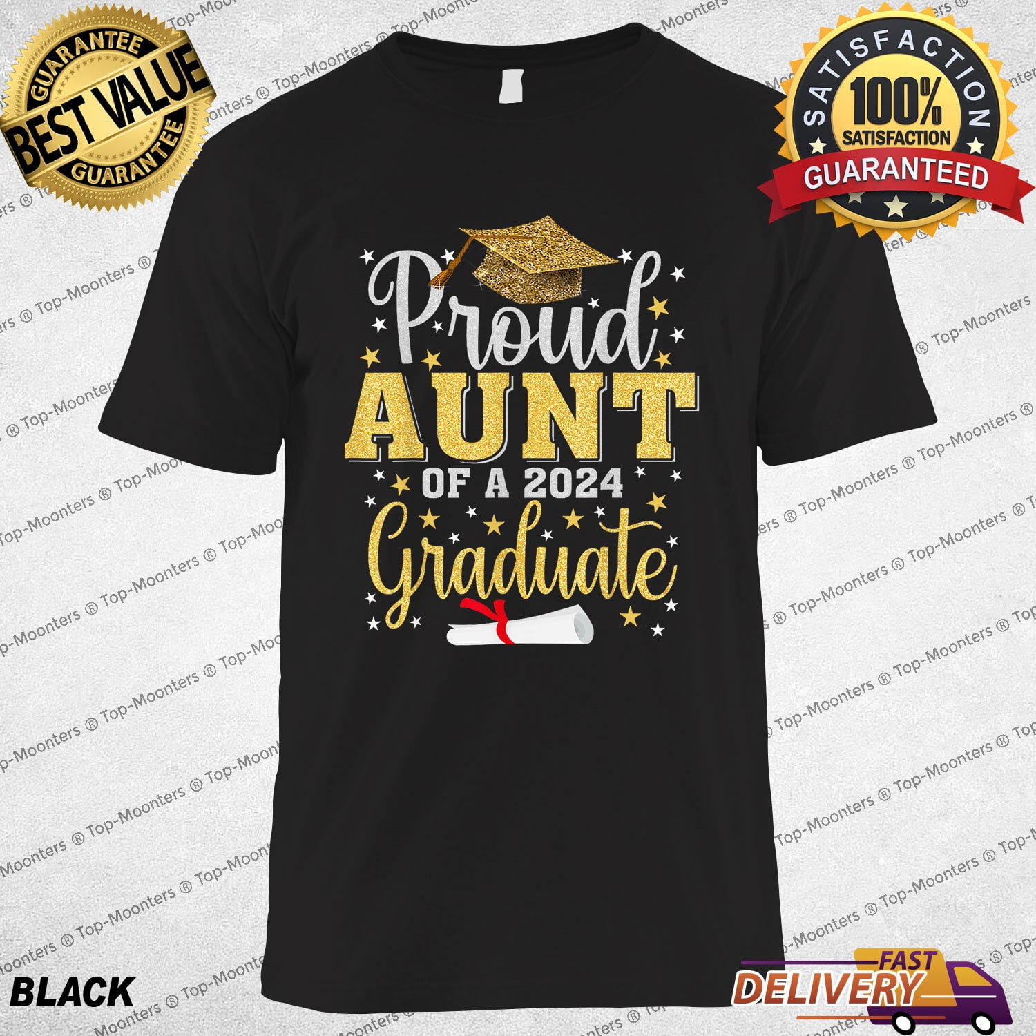 Proud Aunt of a 2024 Graduate for Family Graduation T-Shirt Gifts for ...