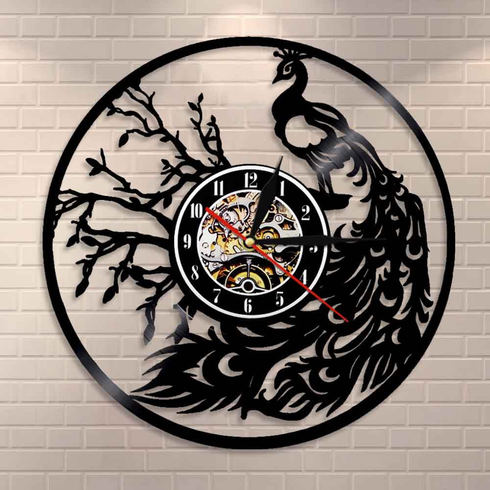 Proud Bird Peacock With Feather Out Wall Art Modern Wall Clock ...