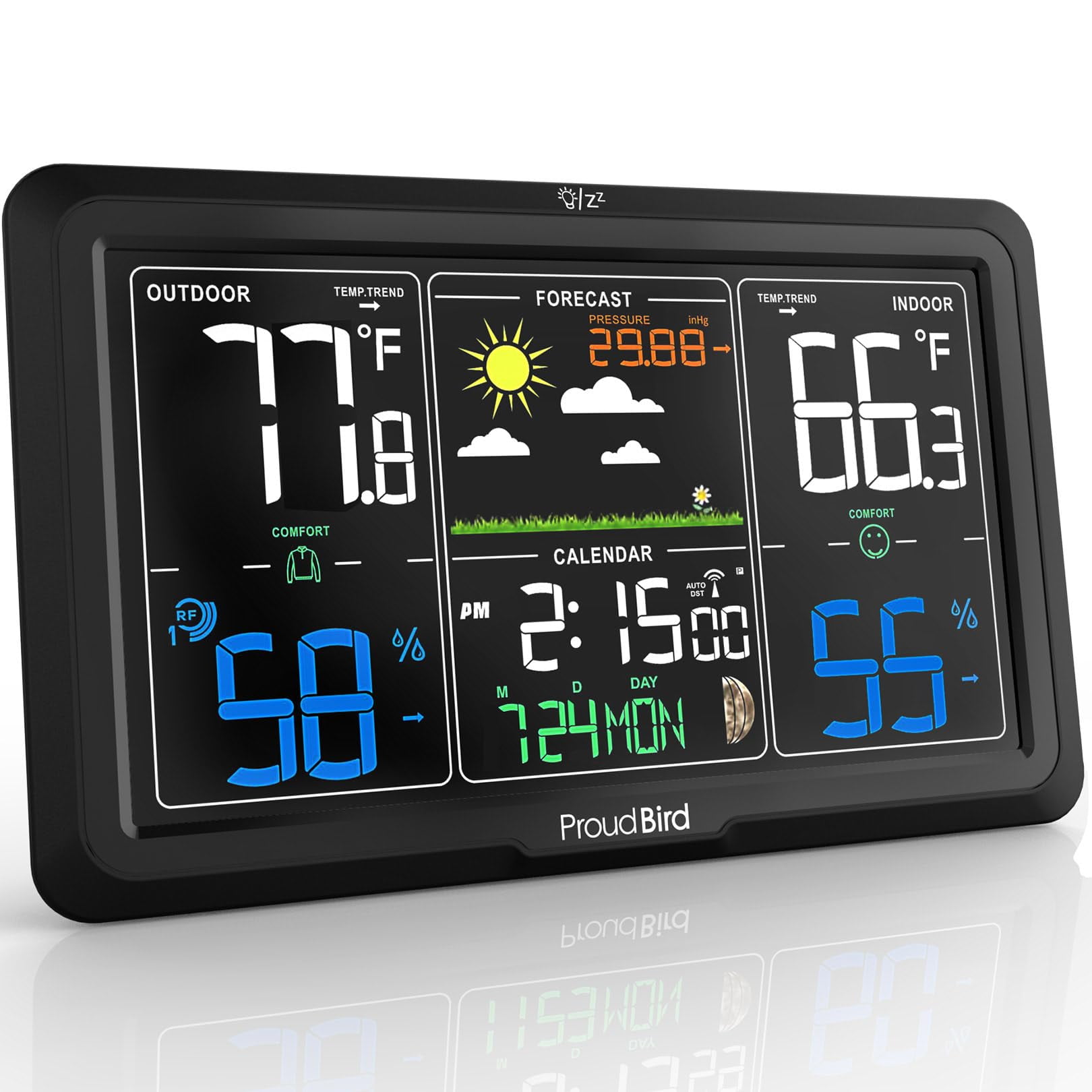 Proud Bird Weather Station Wireless Indoor Outdoor Thermometer, Wide ...